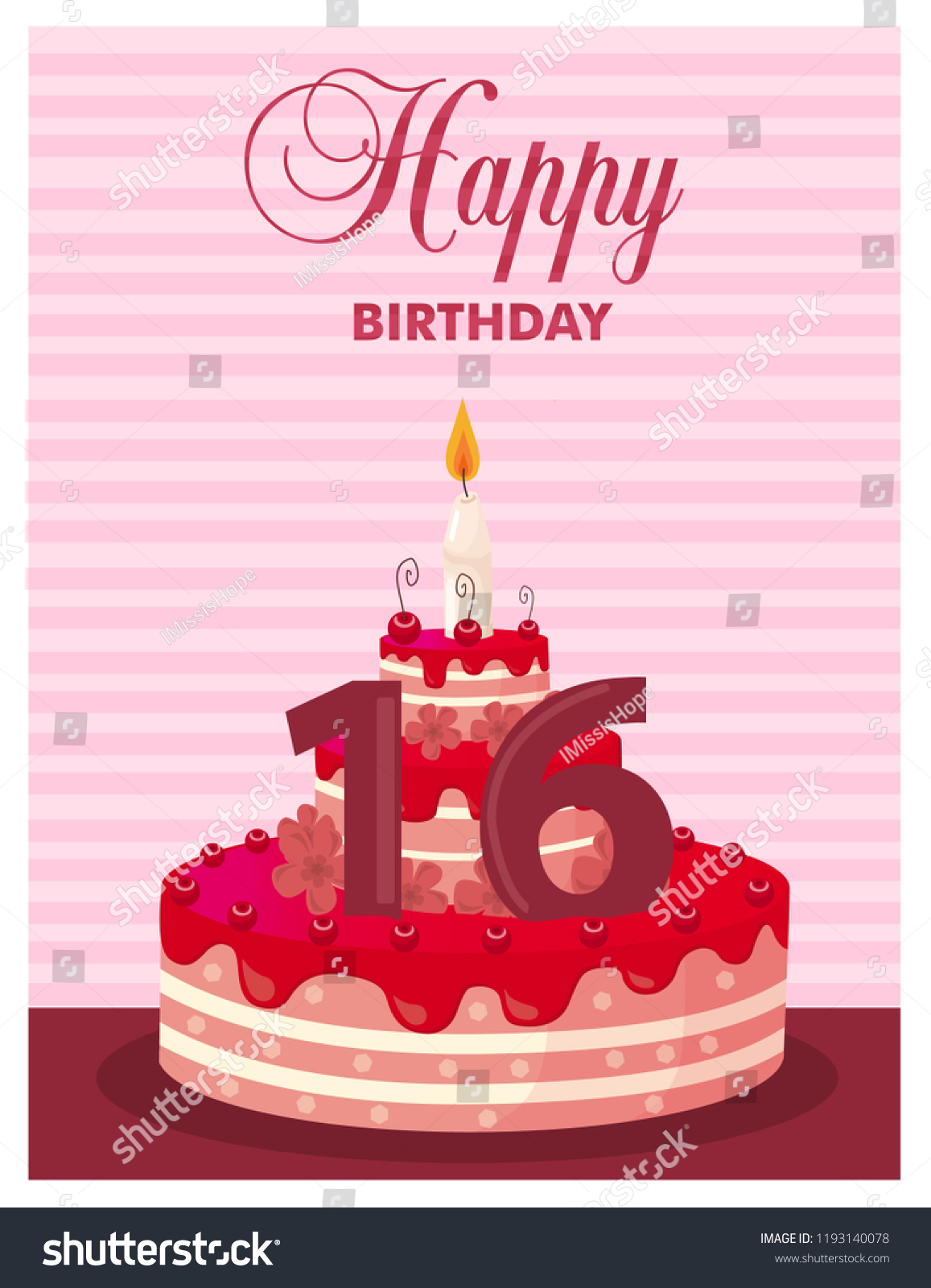 Birthday Cake 16 Years Vector Stock Vector (Royalty Free) 1193140078 ...