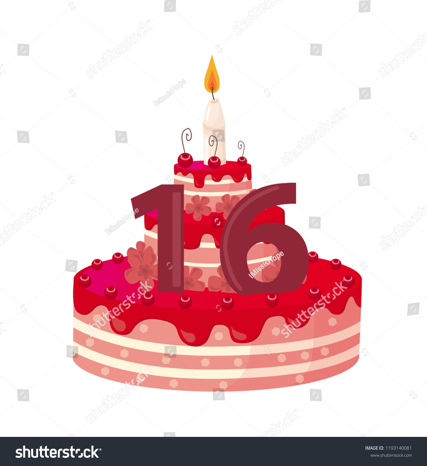 Birthday Cake 16 Years Vector Stock Vector (Royalty Free) 1193140081 ...