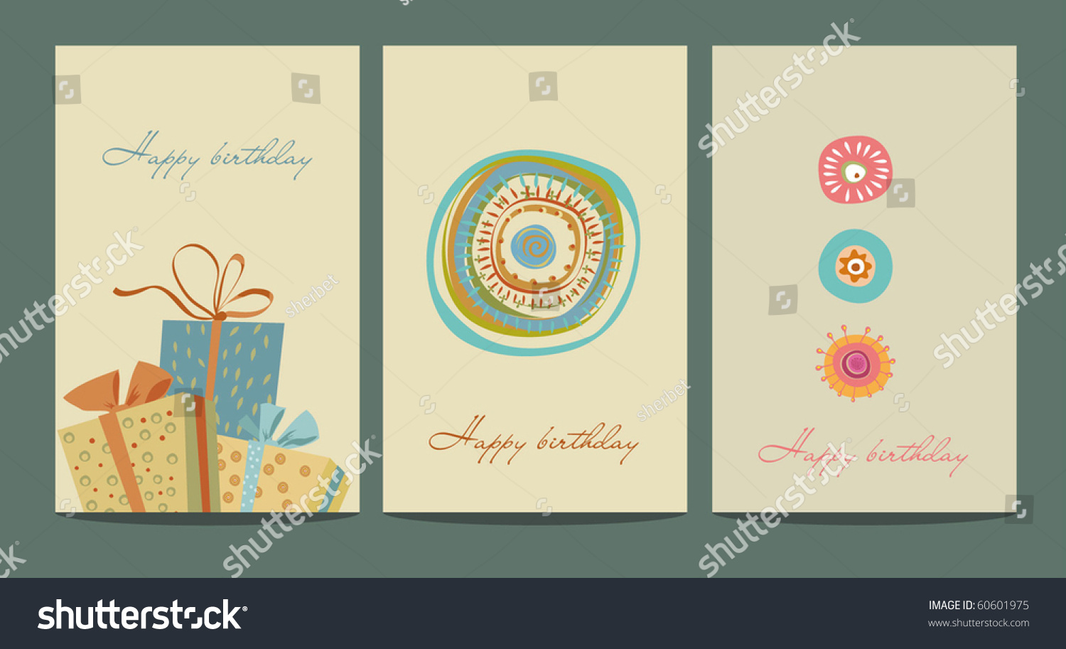 Birthday Cards Stock Vector (Royalty Free) 60601975