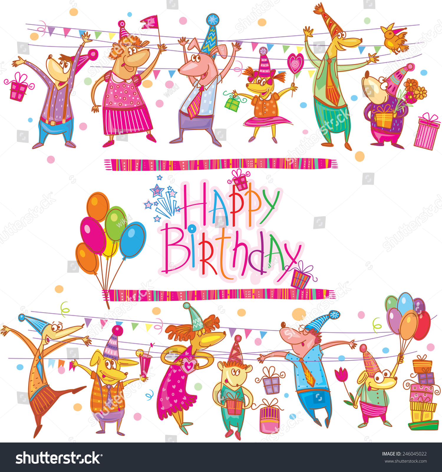 Birthday Cartoon Set Stock Vector (Royalty Free) 246045022