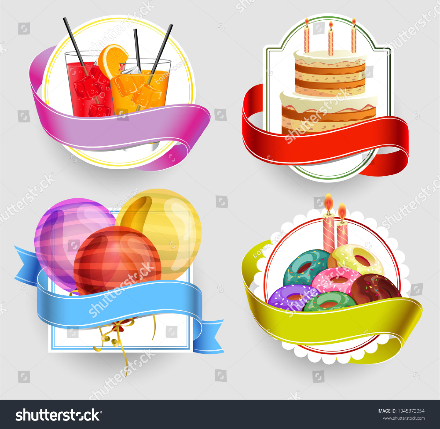 Birthday Emblem Set Stock Vector (Royalty Free) 1045372054