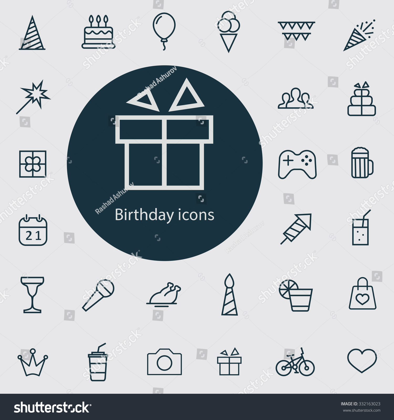 Birthday Icons Vector Set Stock Vector (Royalty Free) 332163023
