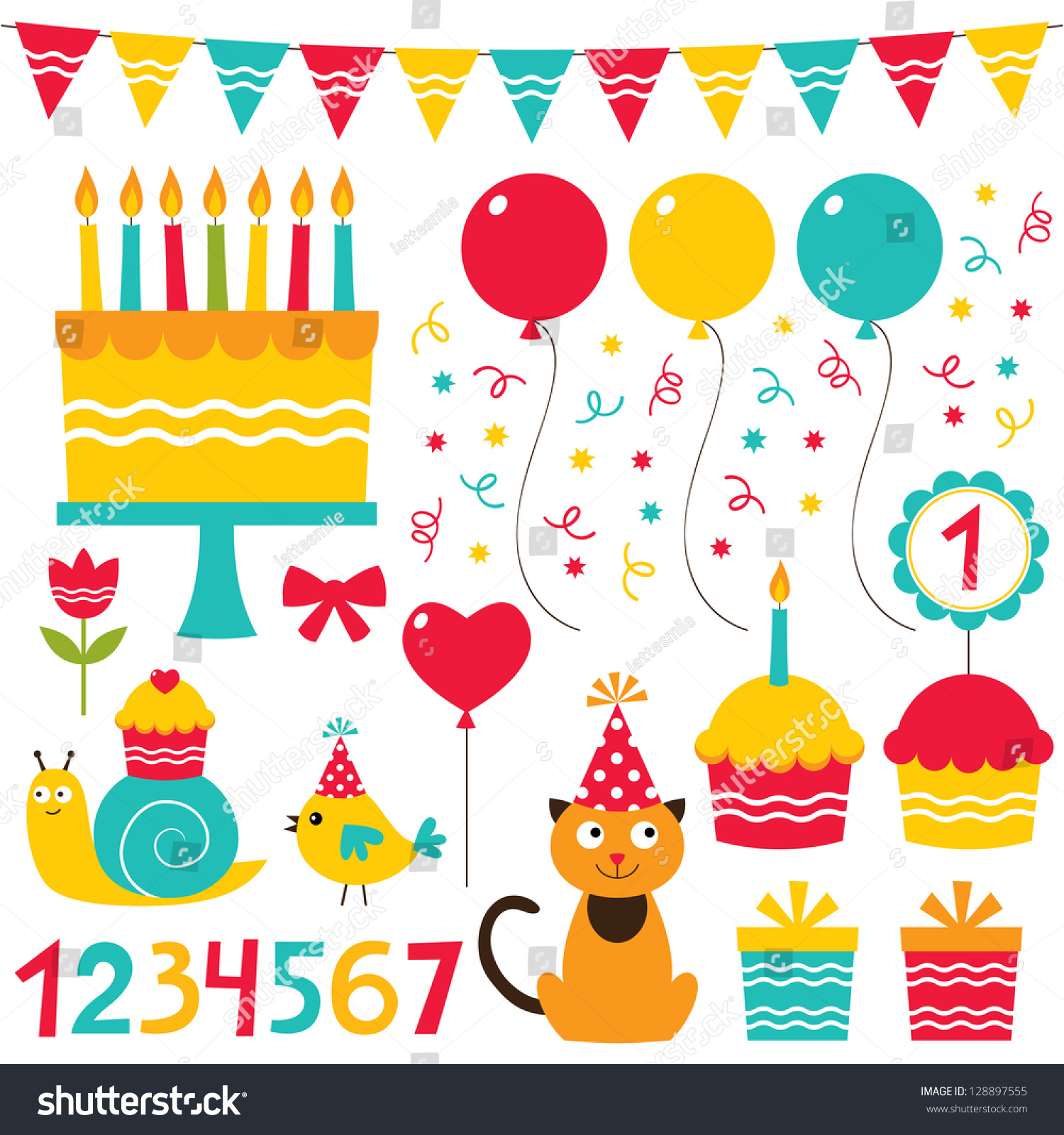 Birthday Party Design Vector Elements Set Stock Vector (Royalty Free ...