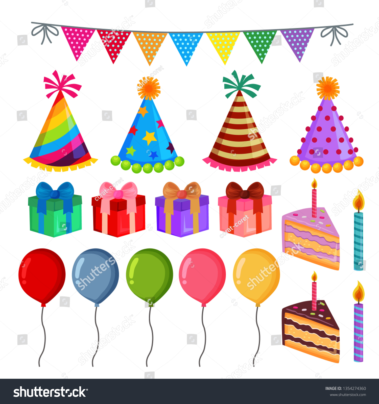 Birthday Party Element Set Collection Stock Vector (Royalty Free ...