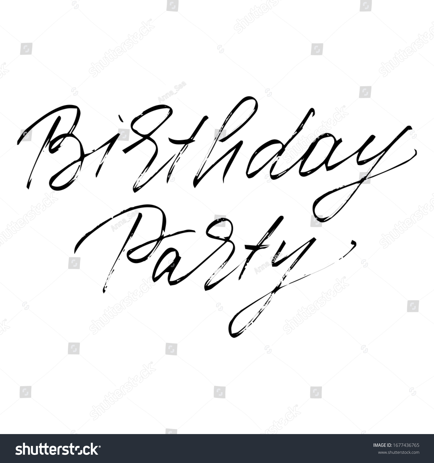 Birthday Party Handwritten Text Modern Calligraphy Stock Vector ...