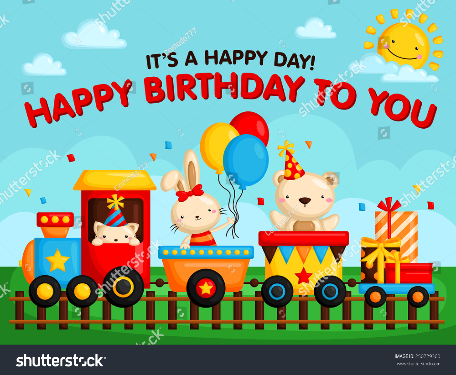 Birthday Train Card Stock Vector (Royalty Free) 250729360 | Shutterstock