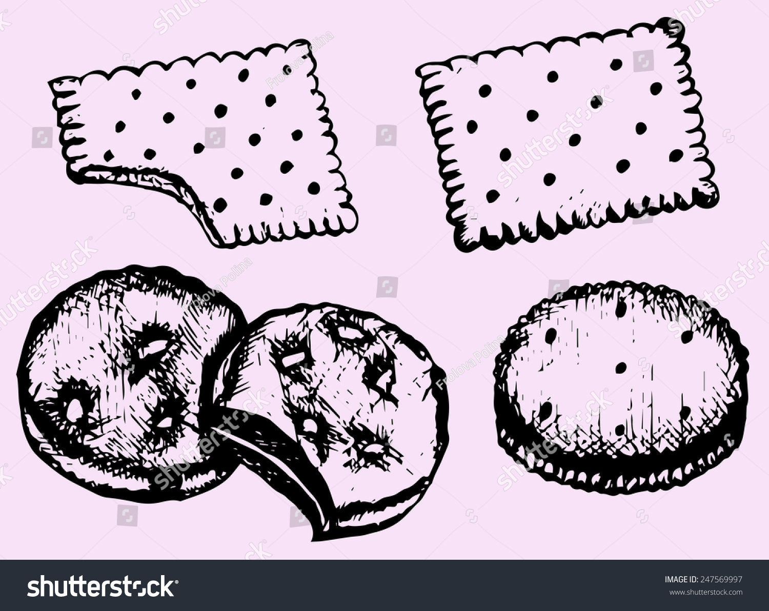 Biscuit Doodle Style Hand Drawn Stock Vector (Royalty Free) 247569997