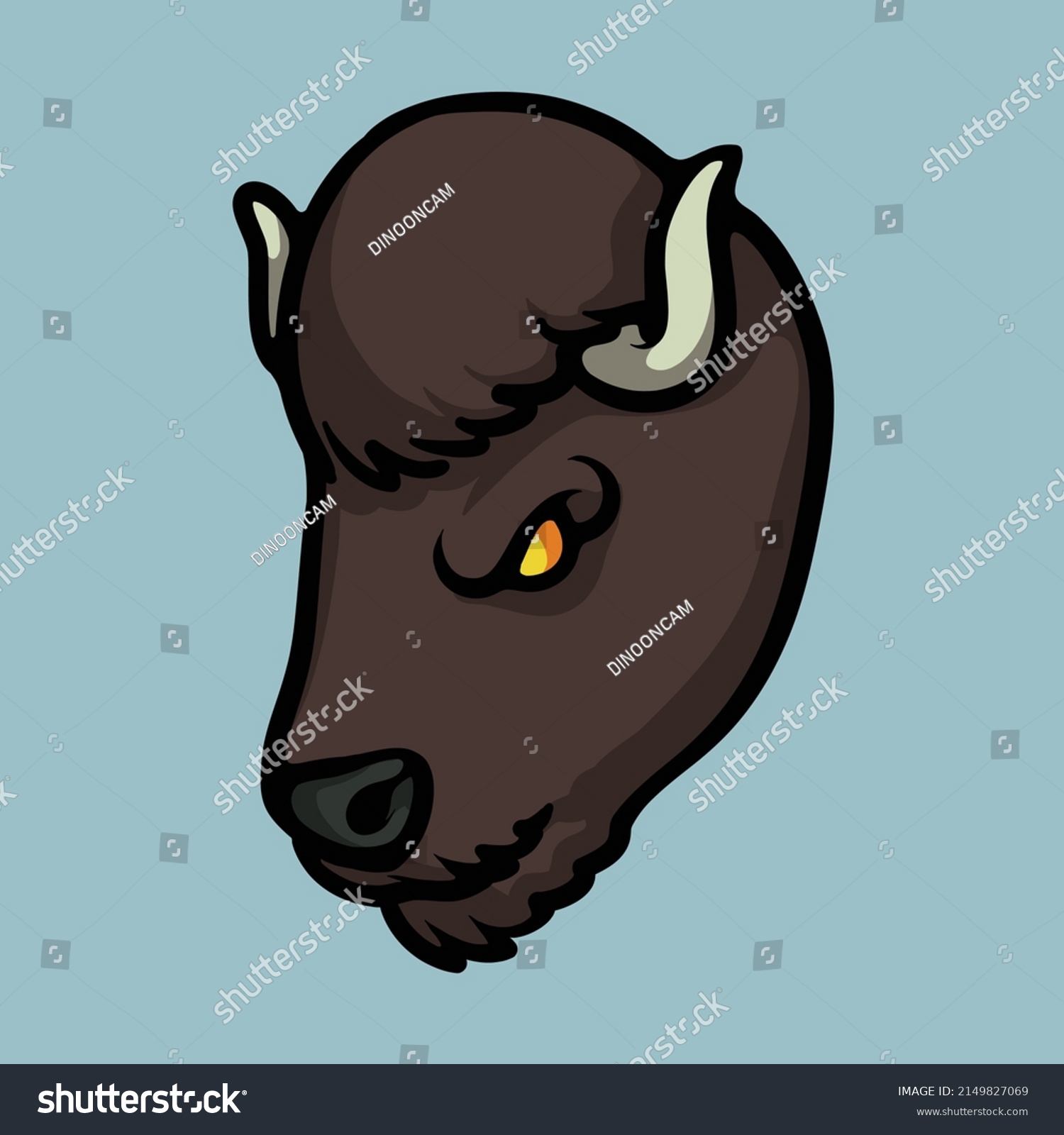 Bison Head Cartoon Vector Illustration Stock Vector (Royalty Free ...