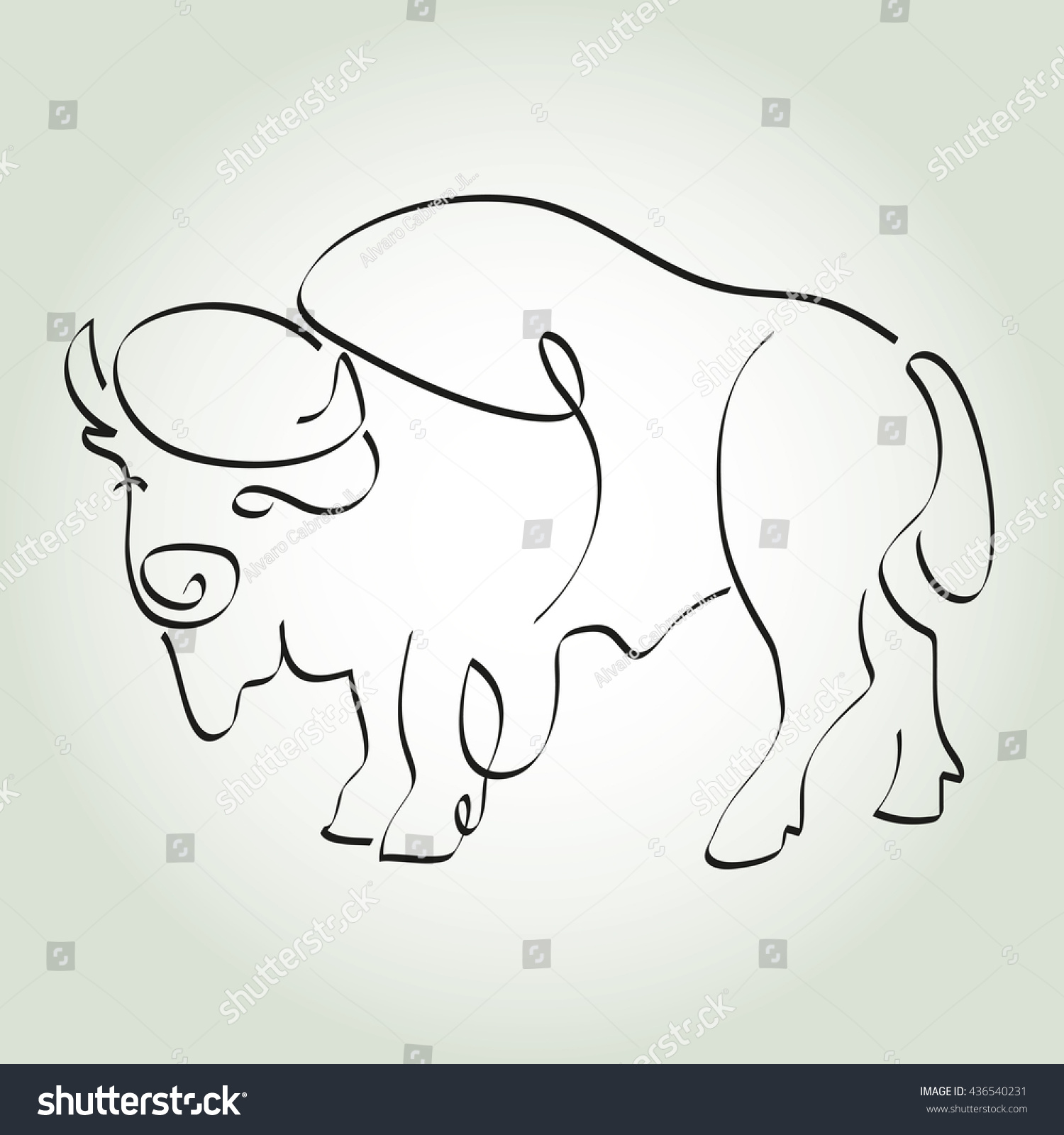Bison Minimal Line Style Vector Stock Vector (Royalty Free) 436540231 ...