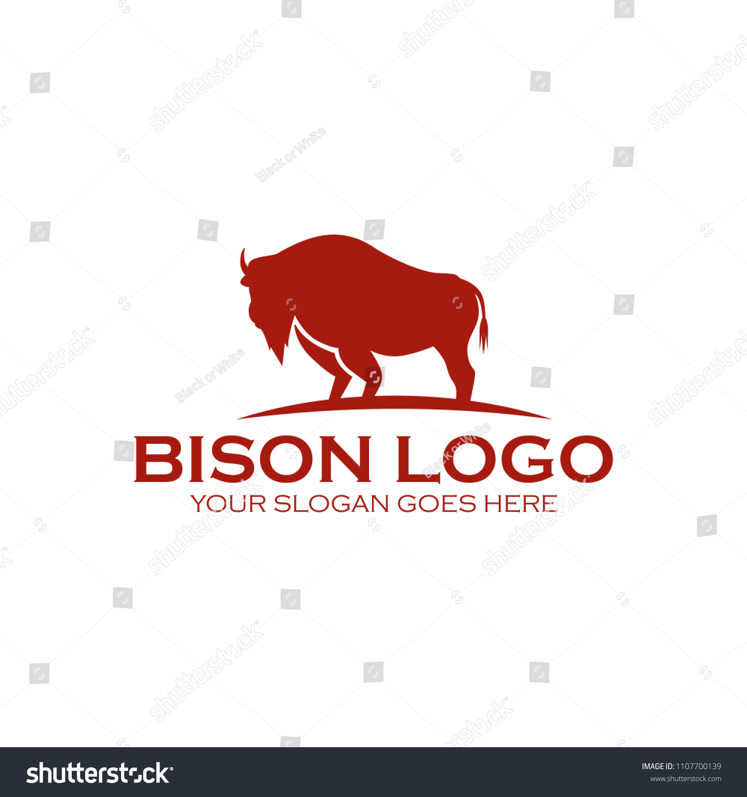 Bison Logo Design Stock Vector (Royalty Free) 1107700139