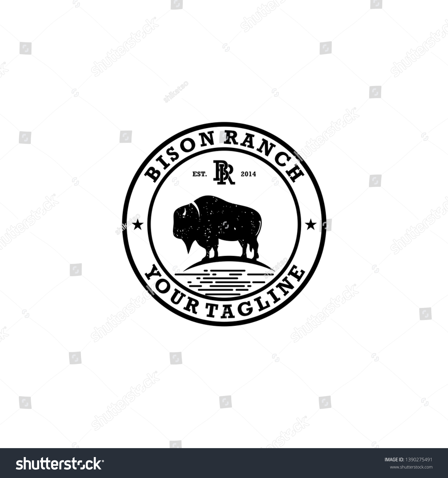 Bison Ranch Emblem Circle Logo Design Stock Vector (Royalty Free ...