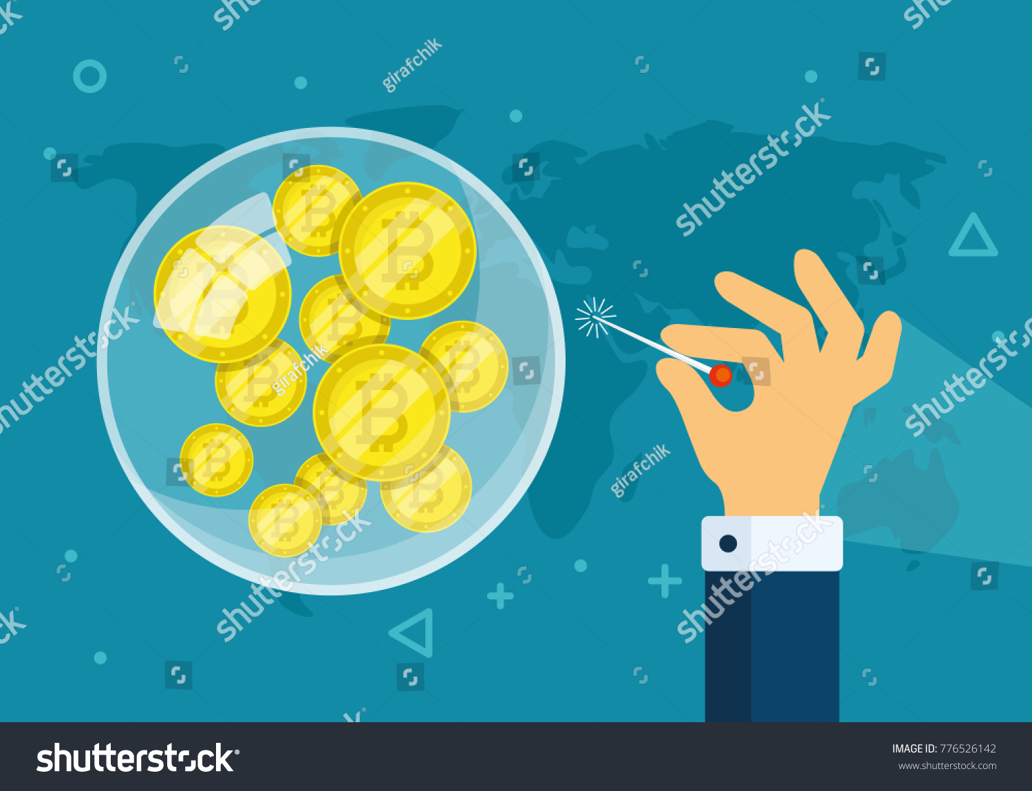 Bitcoin Bubble Burst Concept Flat Vector Stock Vector (Royalty Free ...