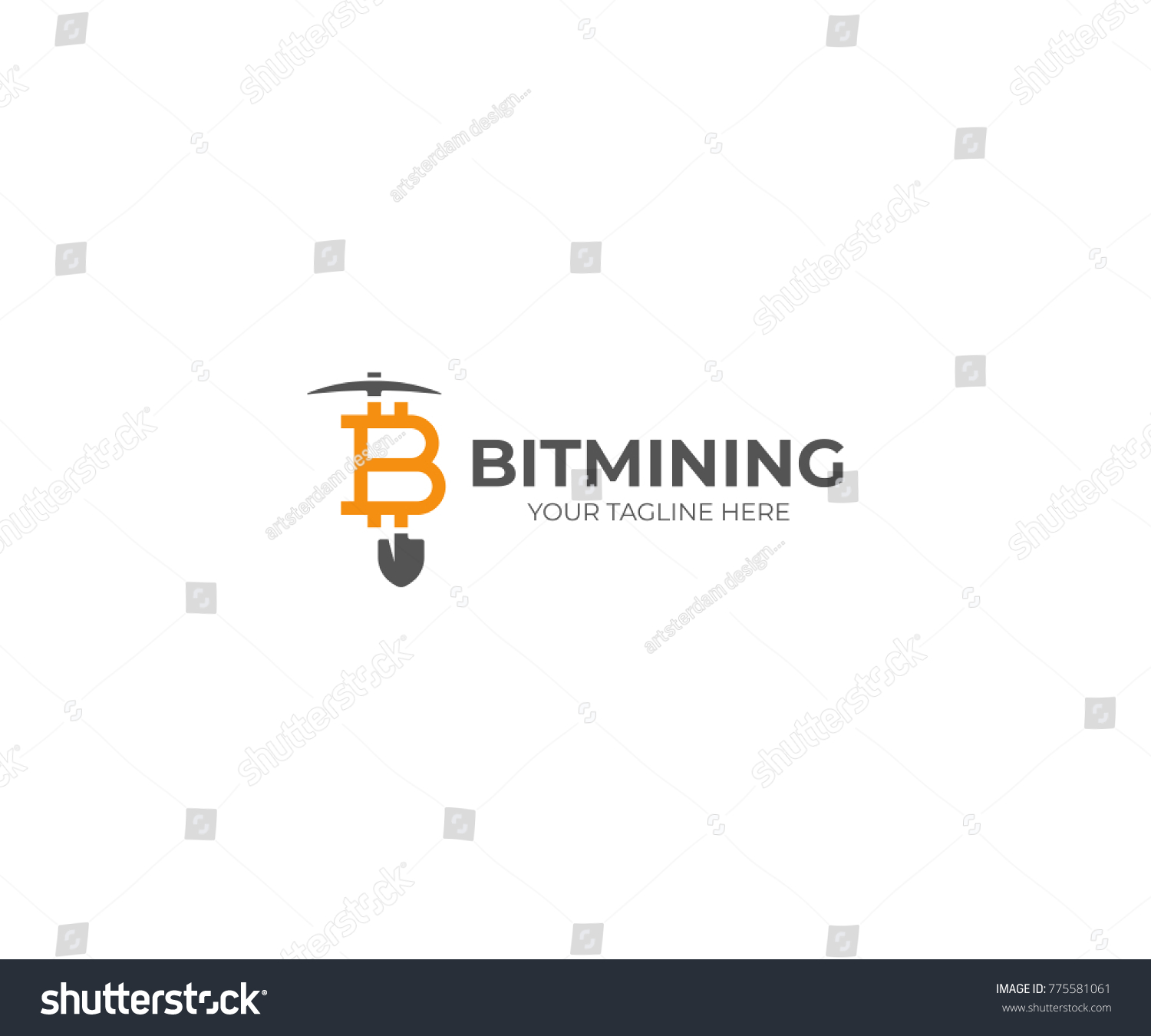 Bitcoin Mining Logo Template Cryptocurrency Vector Stock Vector ...