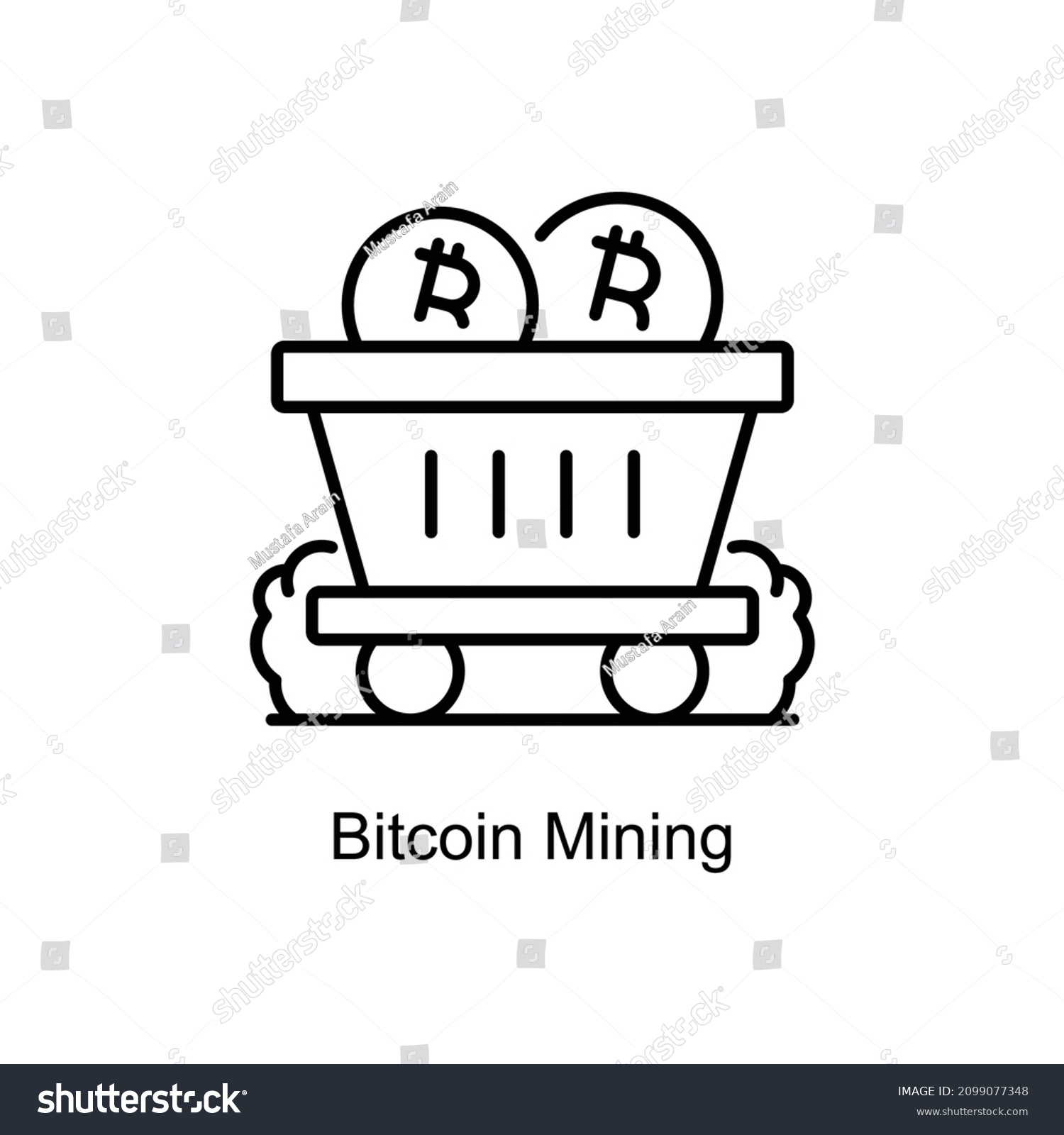 Bitcoin Mining Vector Outline Icon Web Stock Vector (Royalty Free ...
