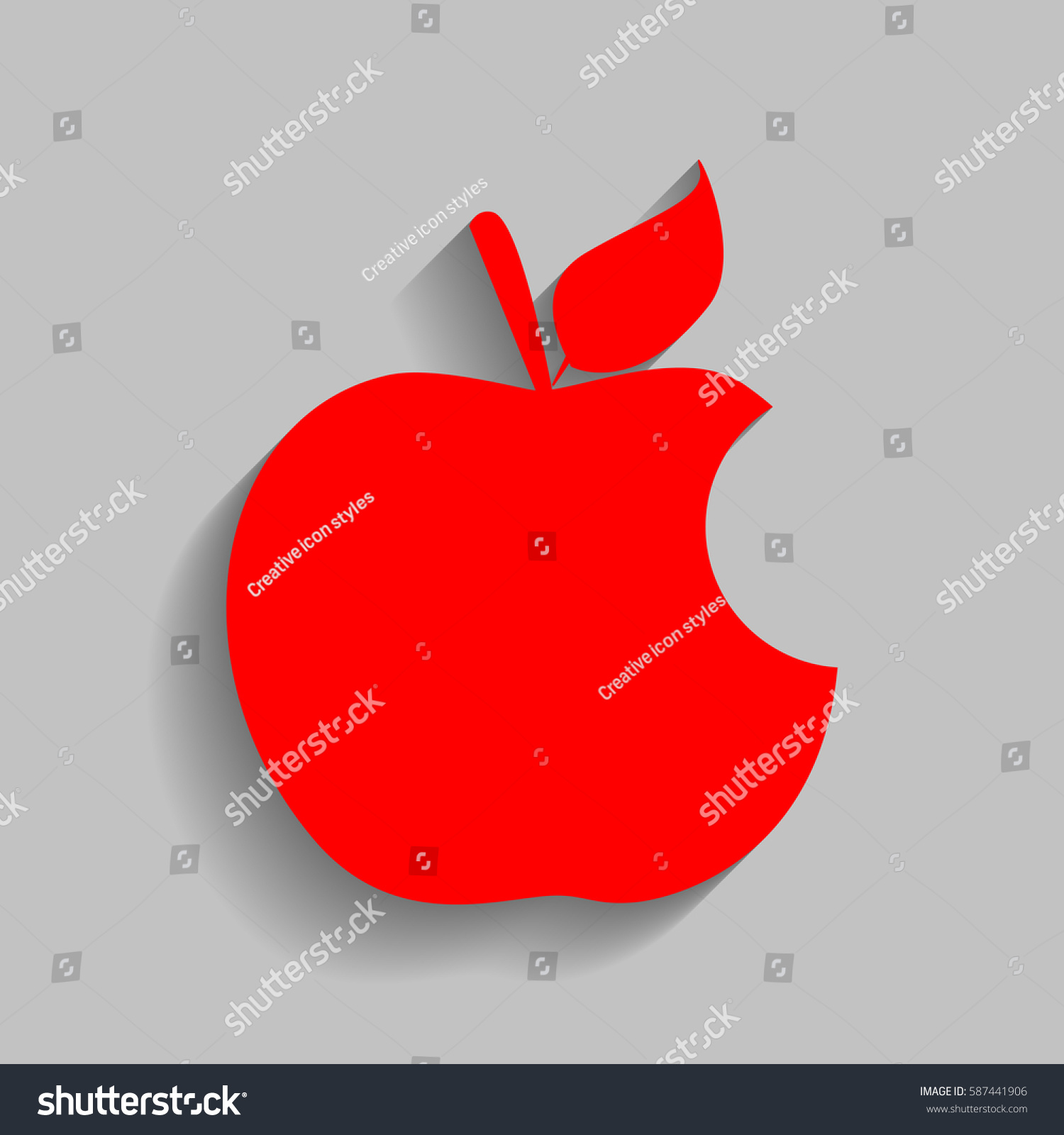 Bite Apple Sign Vector Red Icon Stock Vector (Royalty Free) 587441906