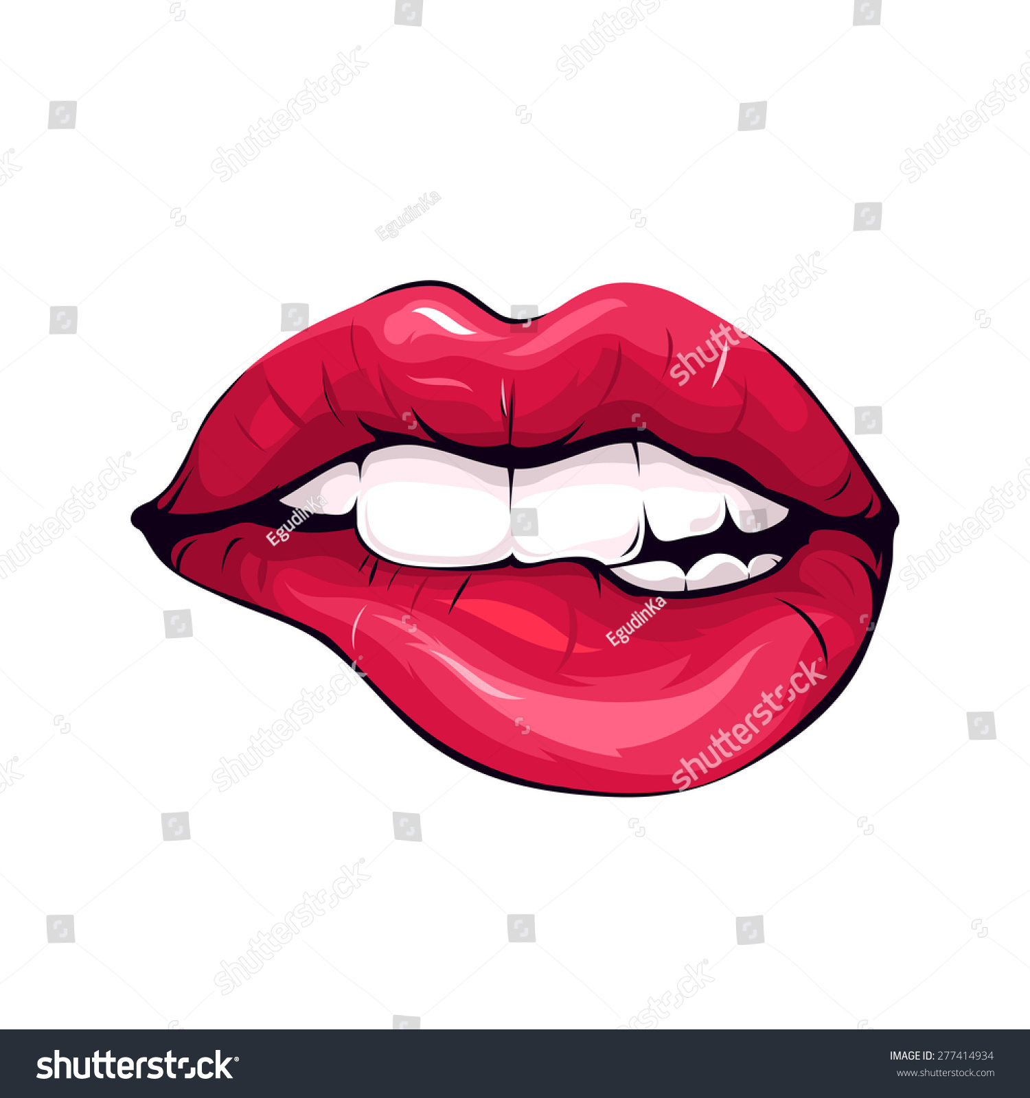 Biting Her Lips Teeth On White Stock Vector (Royalty Free) 277414934