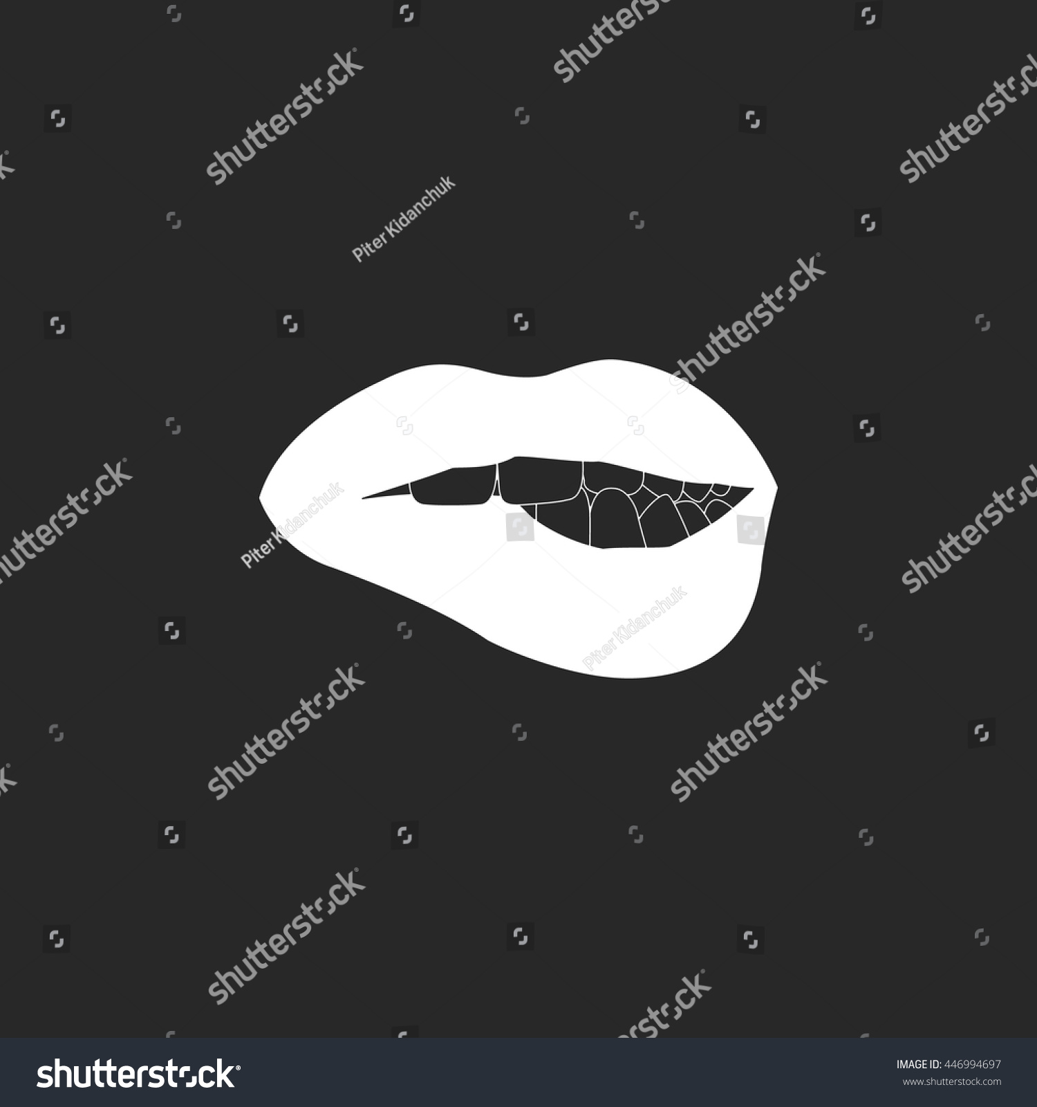 Biting Lips Sign Simple Icon On Stock Vector (Royalty Free) 446994697 ...