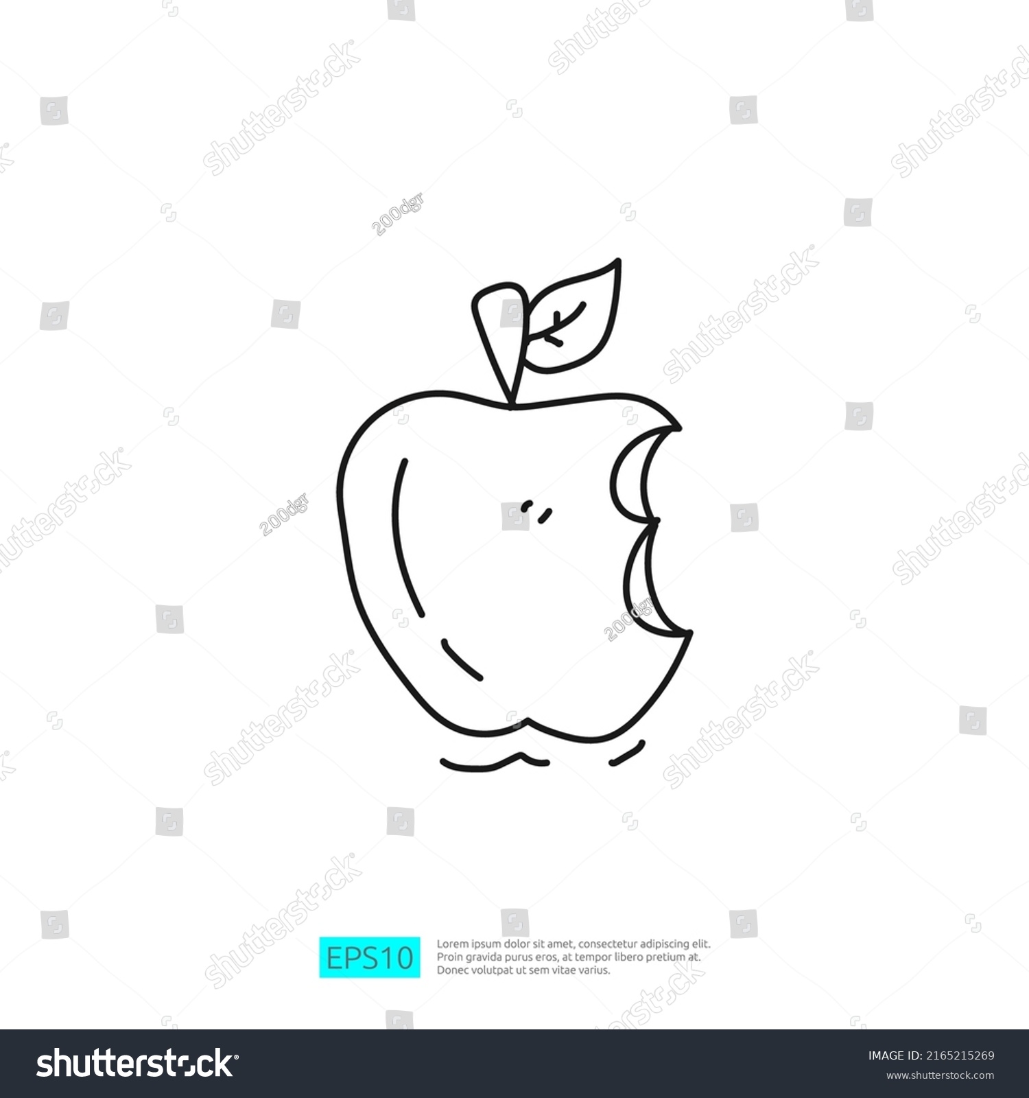 Bitten Apple Doodle Vector Icon Stock Vector (Royalty Free) 2165215269 ...