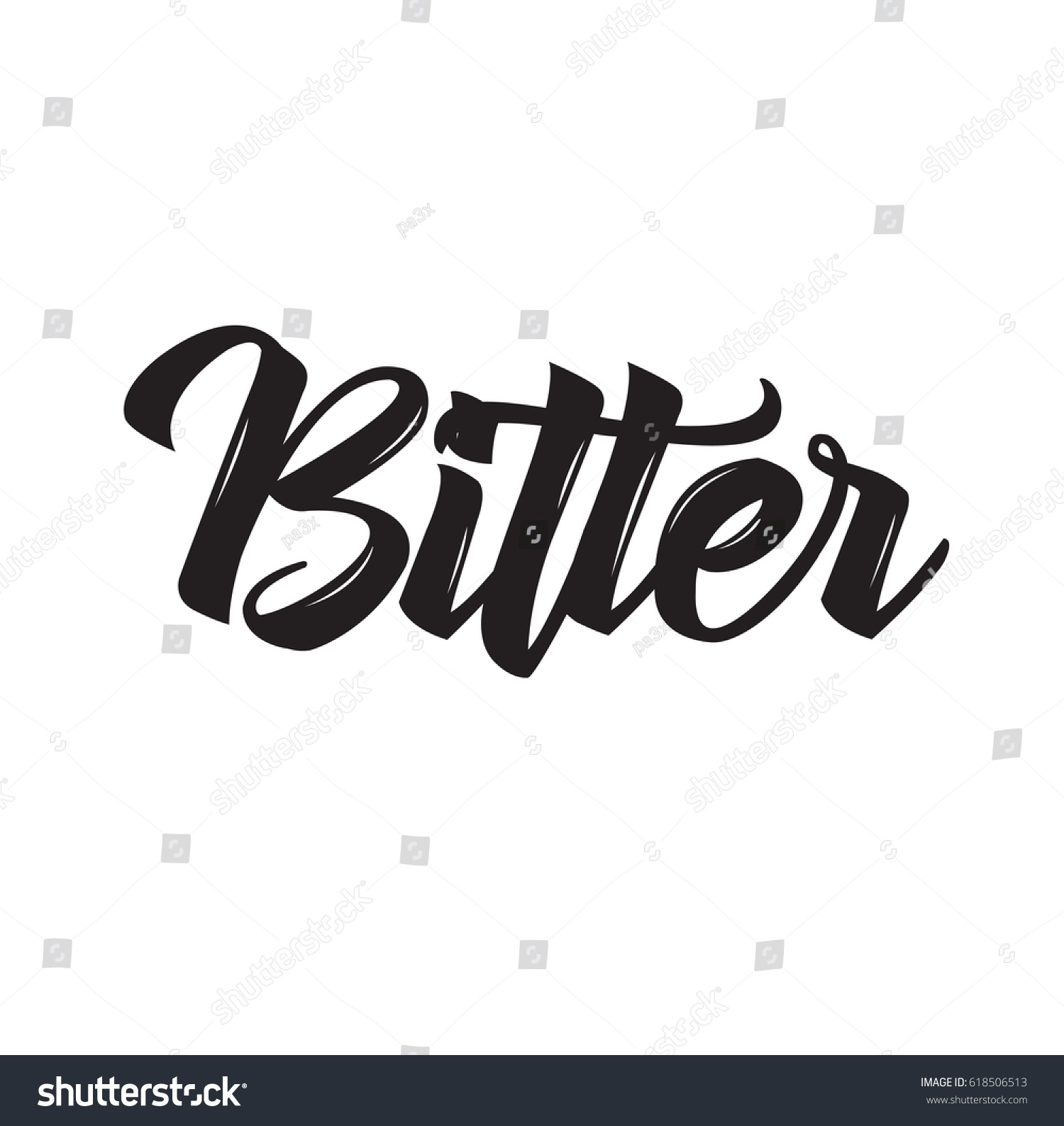 Bitter Text Design Vector Calligraphy Typography: vector de stock ...