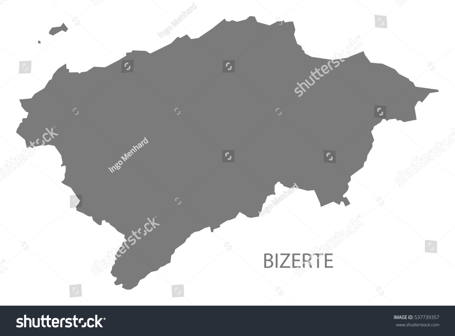 Bizerte Tunisia Map Grey Stock Vector (Royalty Free) 537739357 ...