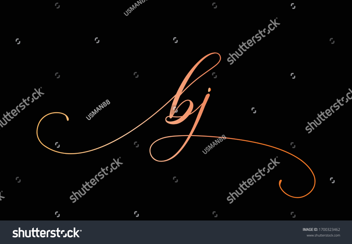 Bj B J Lowercase Cursive Letter Stock Vector (Royalty Free) 1700323462 ...