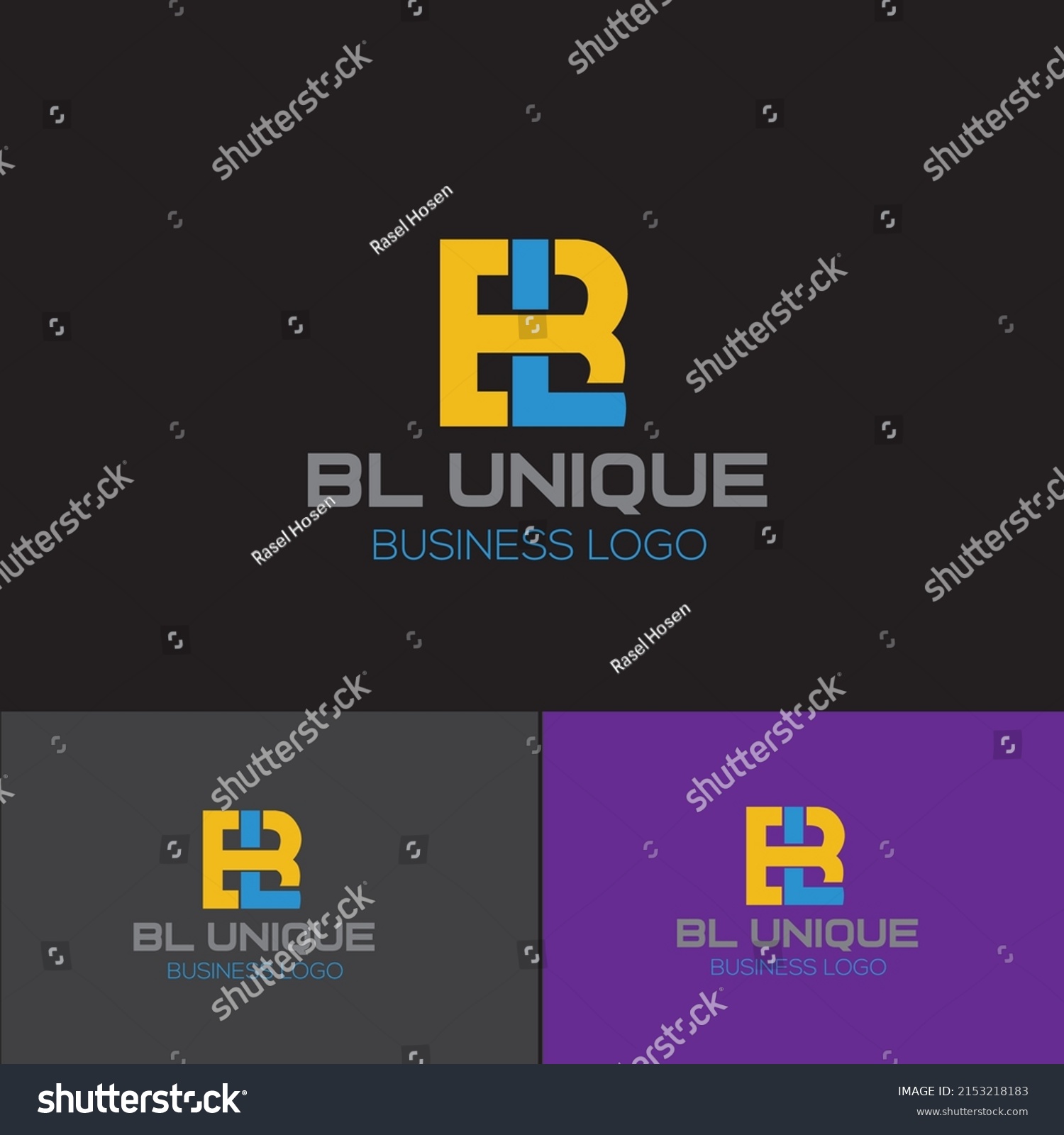 Bl Custom Logo Design Template Unique Stock Vector (Royalty Free ...