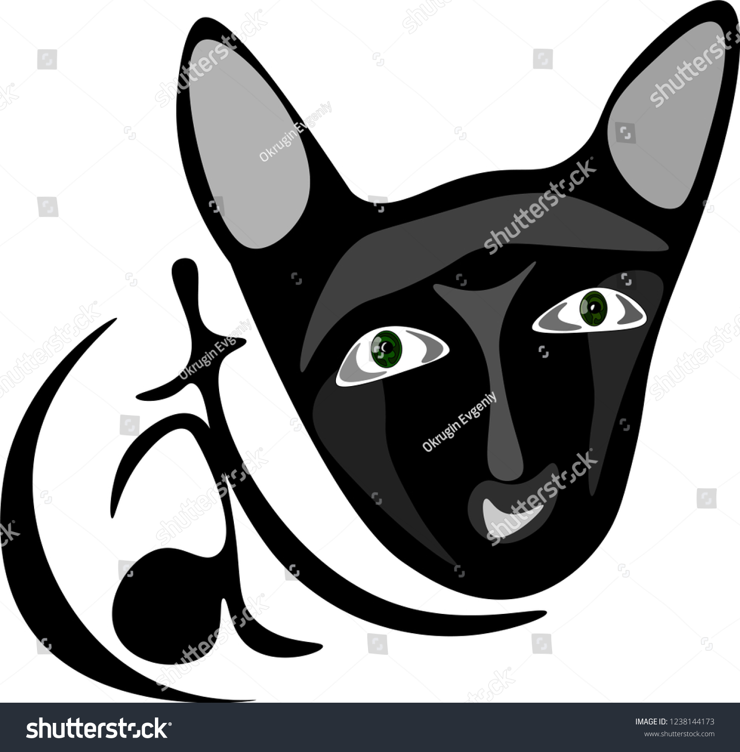 Black Abstract Cat Vector Illustration Stock Vector (Royalty Free ...
