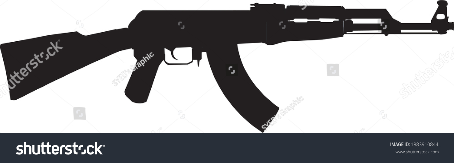 Black Ak47 Vector Guns Weapons Stock Vector (Royalty Free) 1883910844