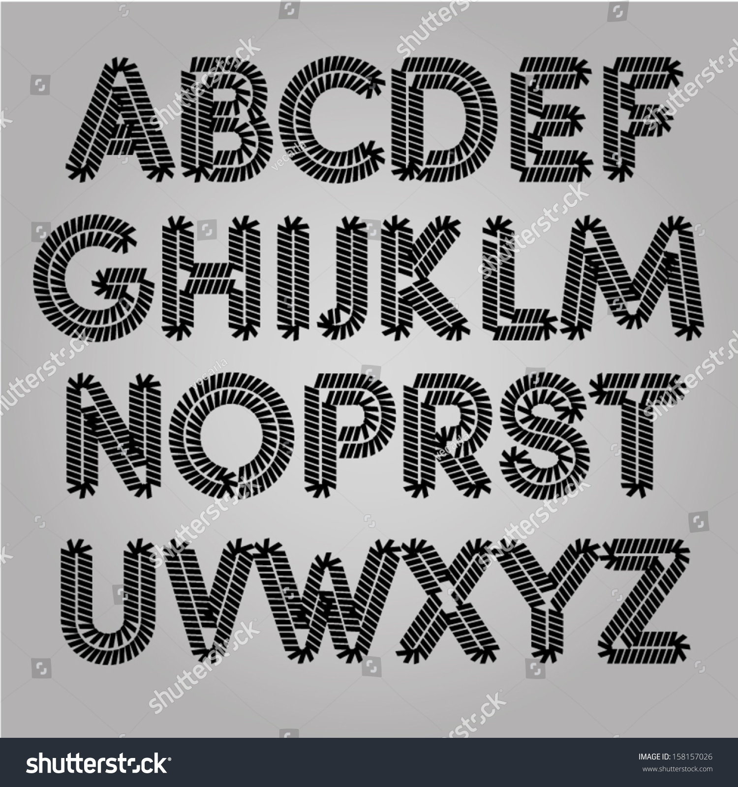 Black Alphabet Letters Vector Set Stock Vector (Royalty Free) 158157026 ...
