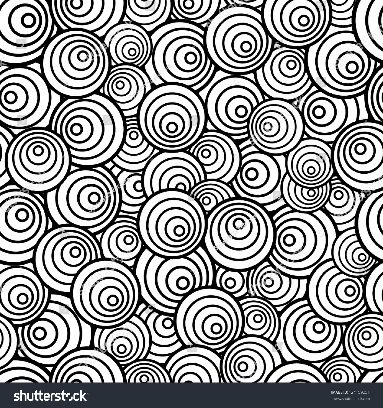 Black And White Circles Seamless Pattern, Vector Background ...