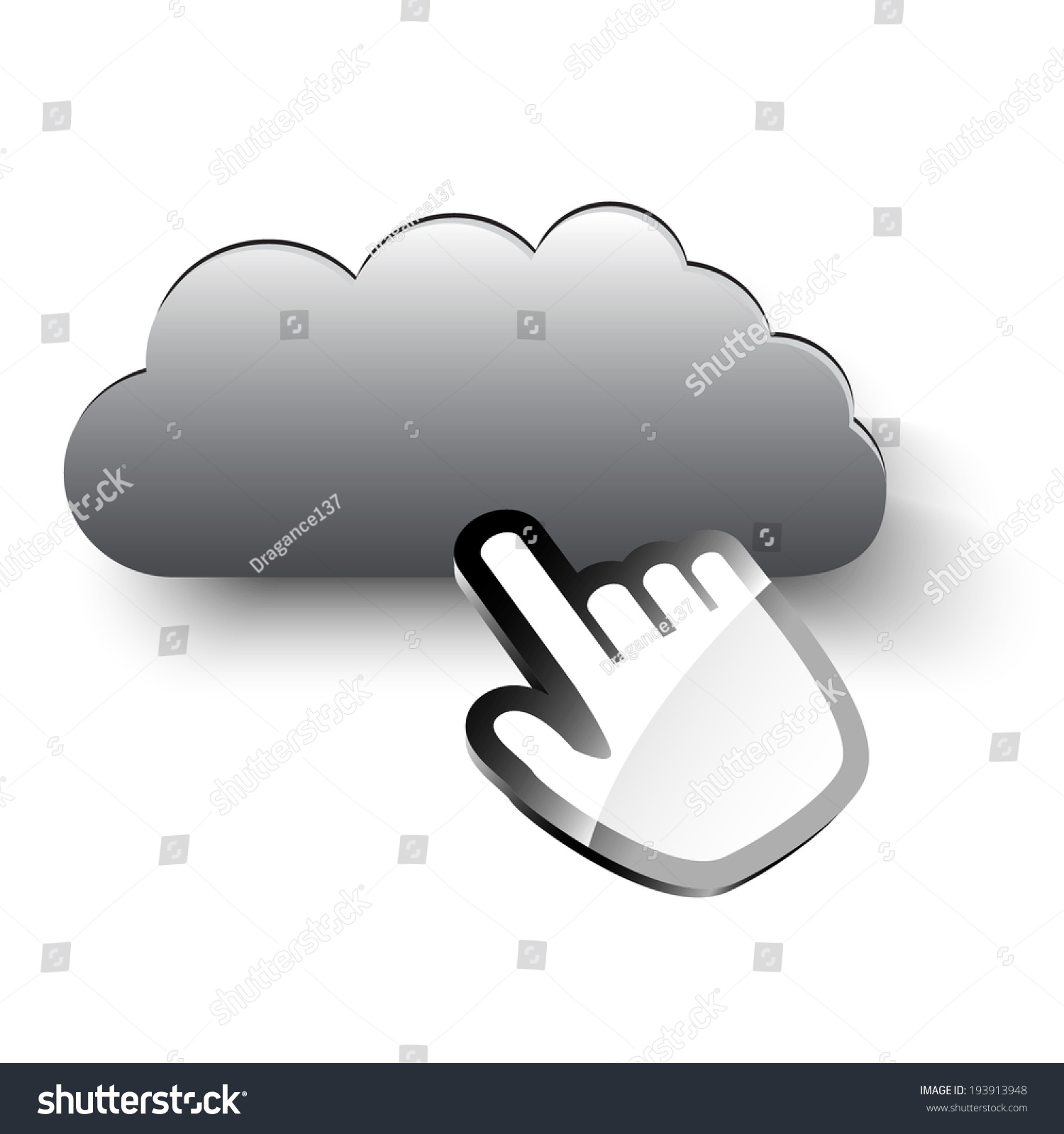 Black White Cloud Cursor Arrow Icon Stock Vector (Royalty Free ...
