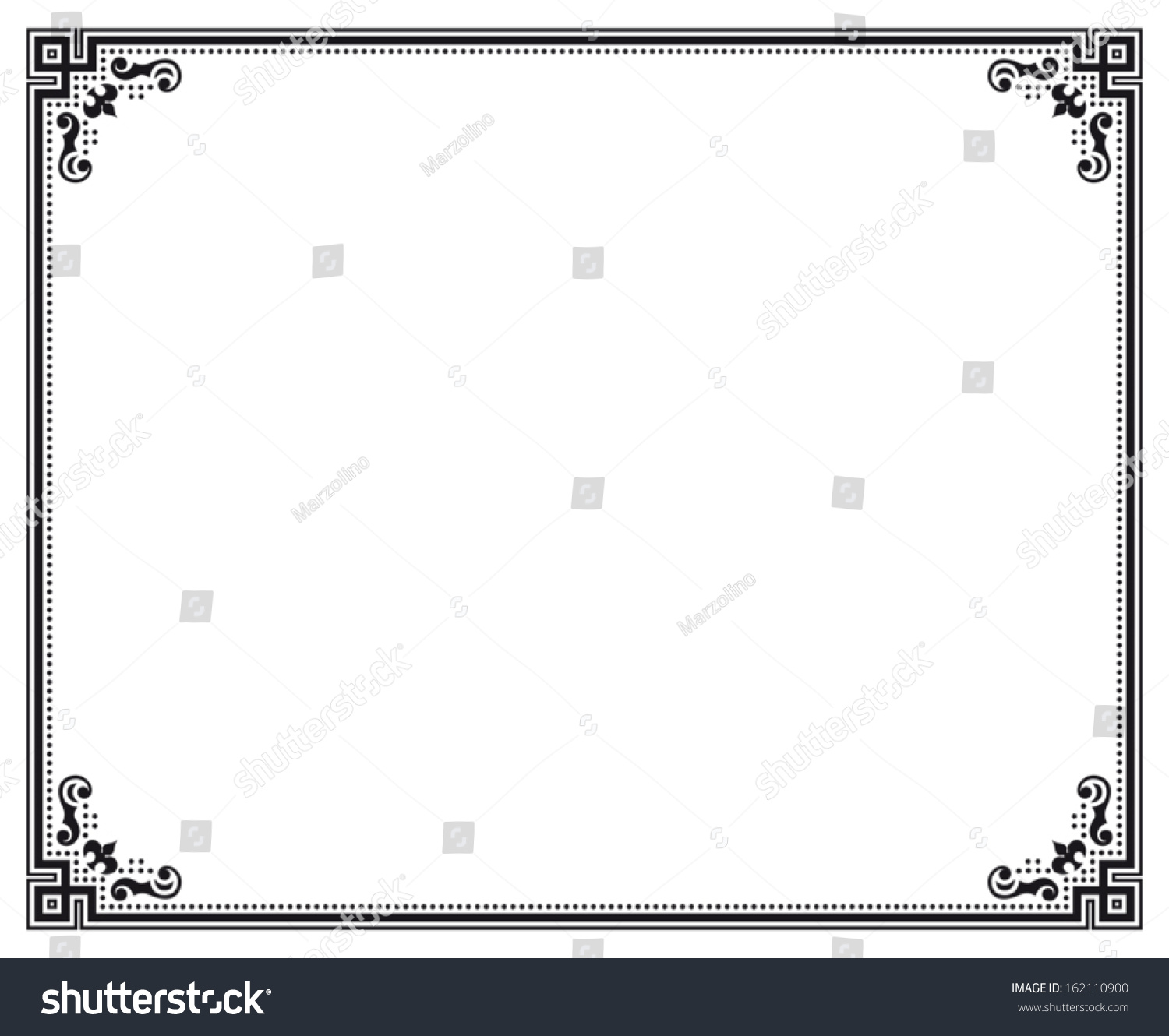 Black White Decorative Vector Frame Stock Vector (Royalty Free) 162110900