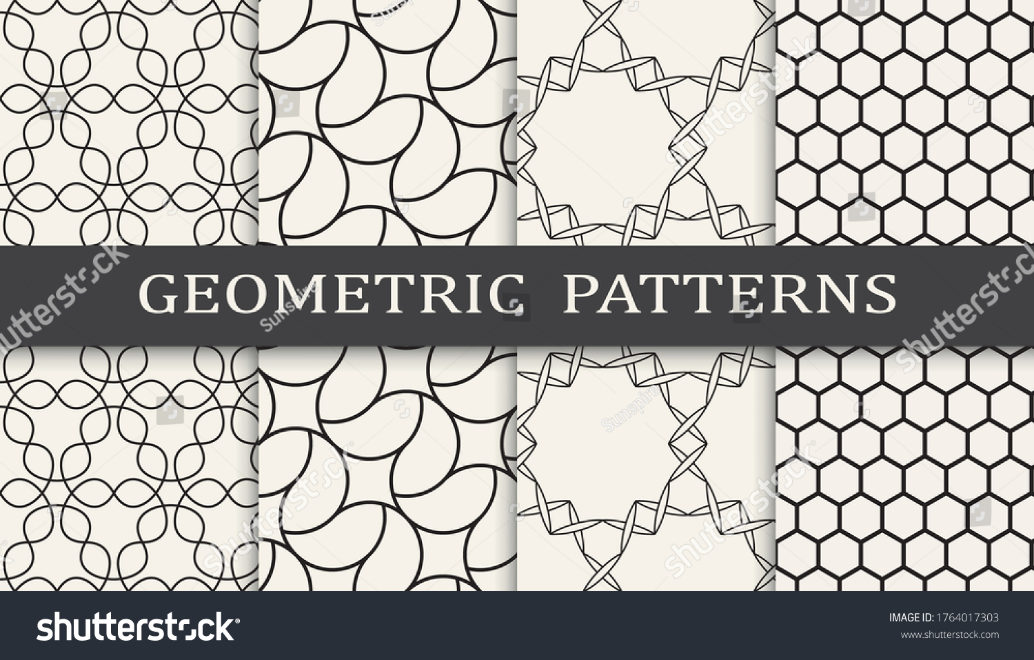 Black White Geometric Seamless Pattern Set Stock Vector (Royalty Free ...
