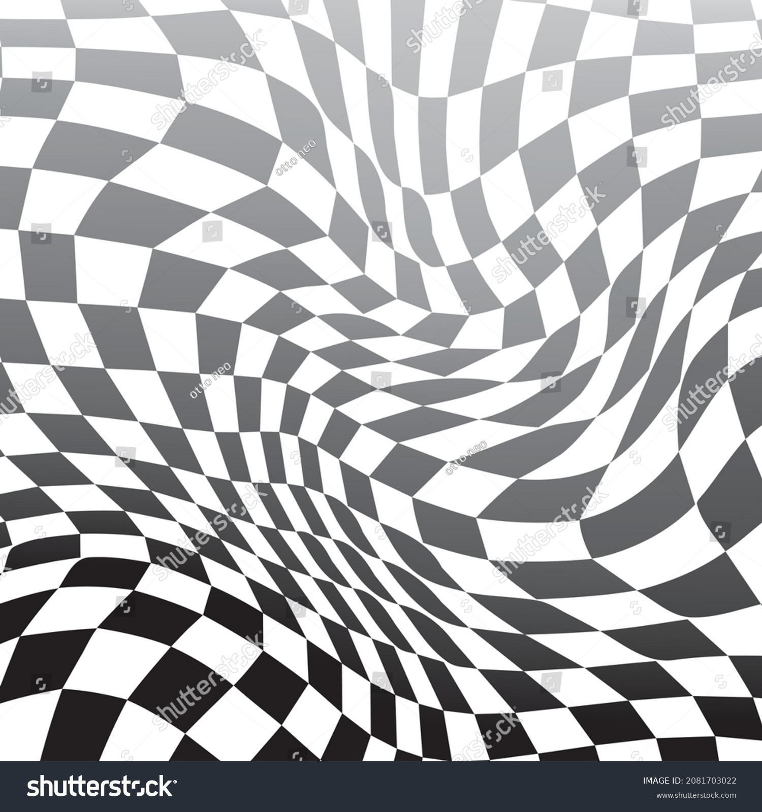 Black White Gradation Distorted Checkered Pattern Stock Vector (Royalty ...