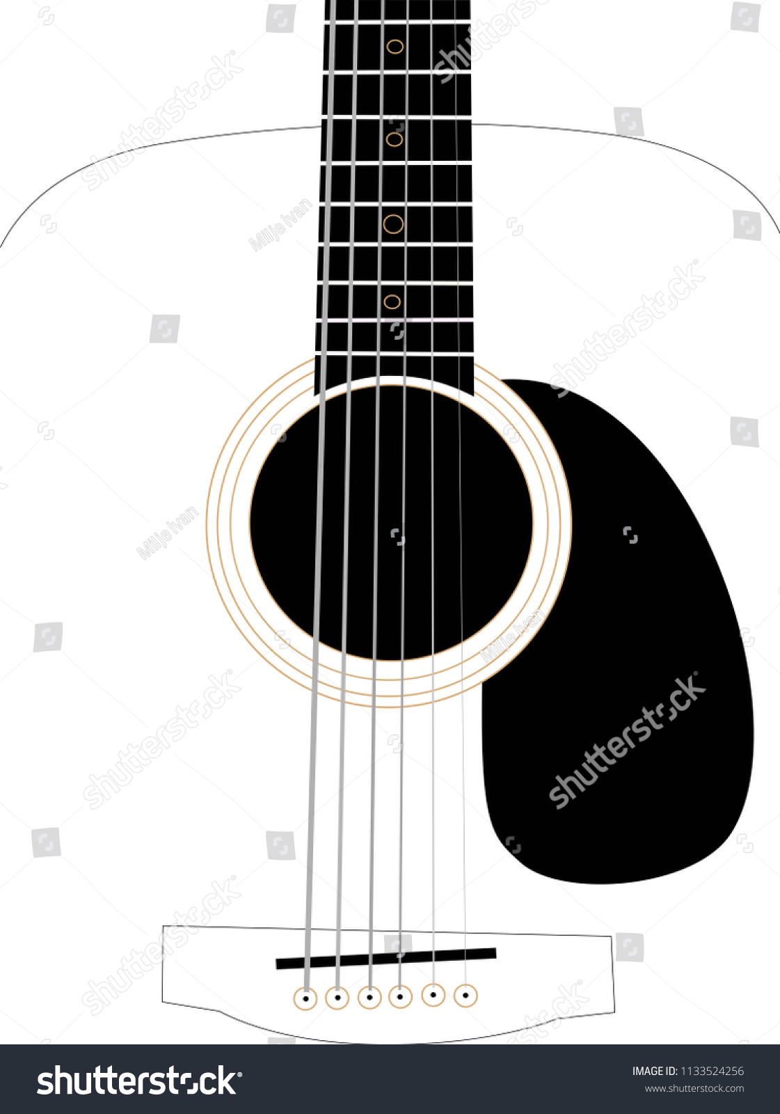 Black White Guitar Vector Stock Vector (Royalty Free) 1133524256