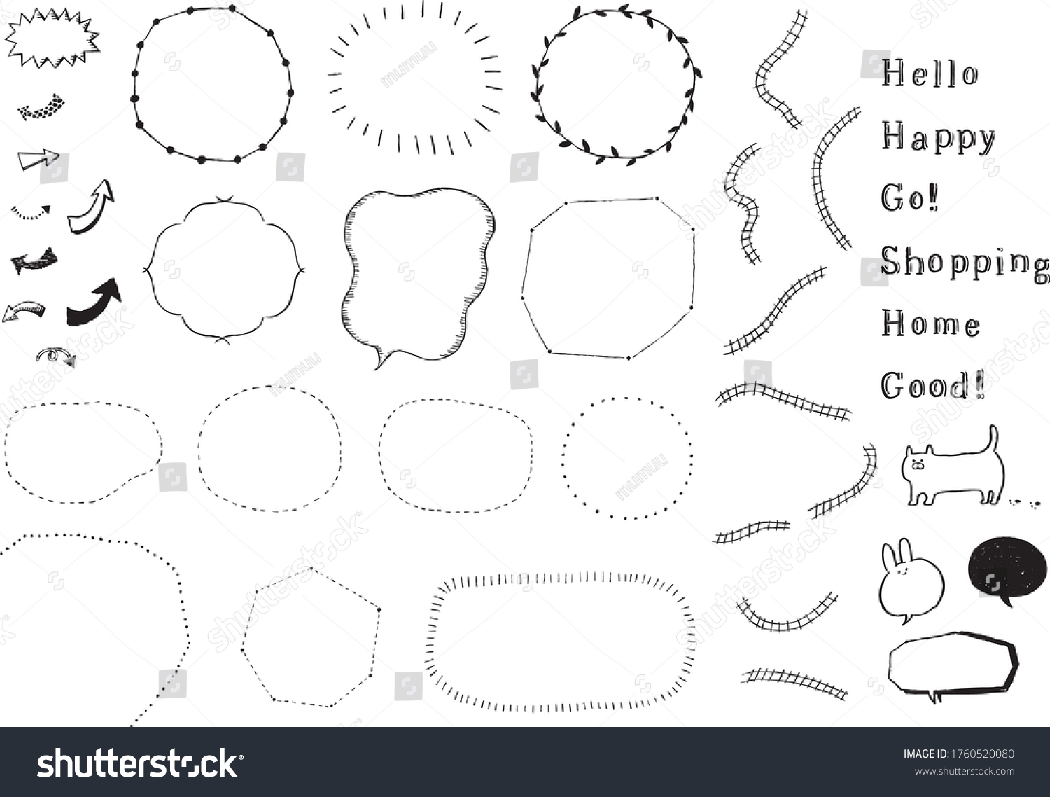 Black White Handwritten Frame Vector Stock Vector (Royalty Free) 1760520080