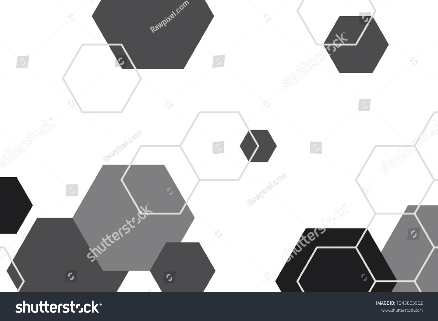Black White Hexagon Geometric Patterned Background Stock Vector ...