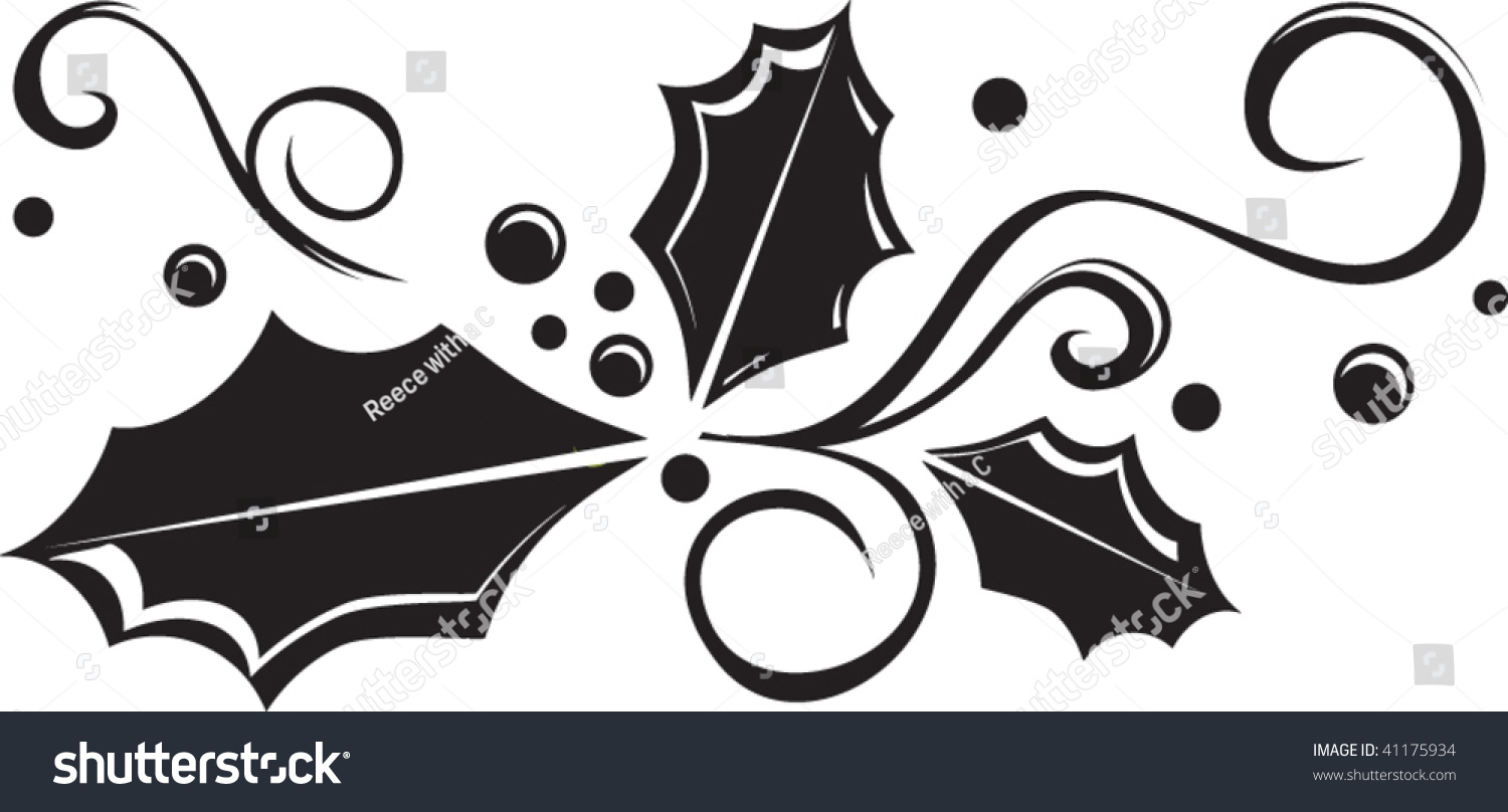 Black White Holly Vector: vector de stock (libre de regalías) 41175934