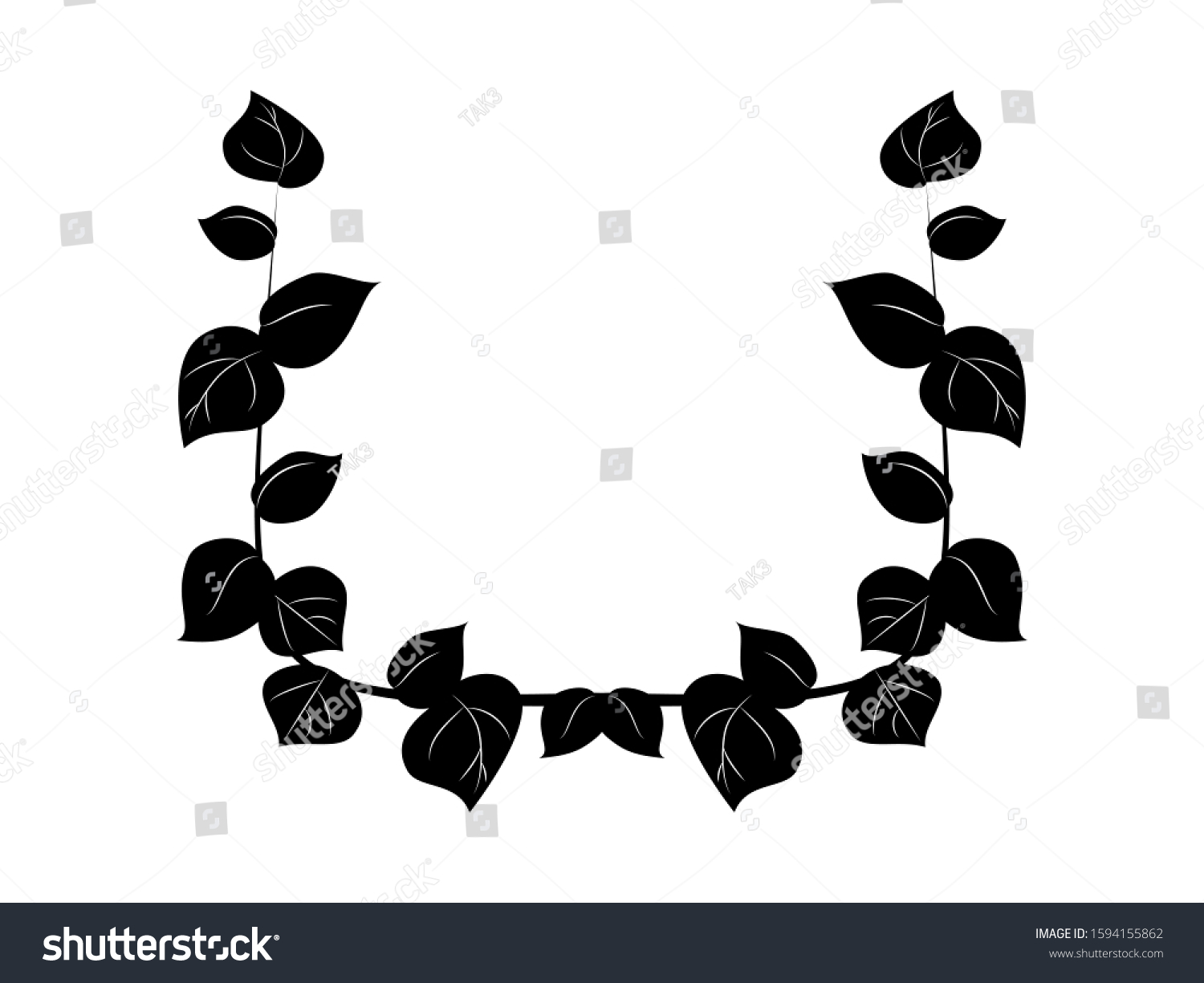 Black White Leaf Frame Design Stock Vector (Royalty Free) 1594155862 ...