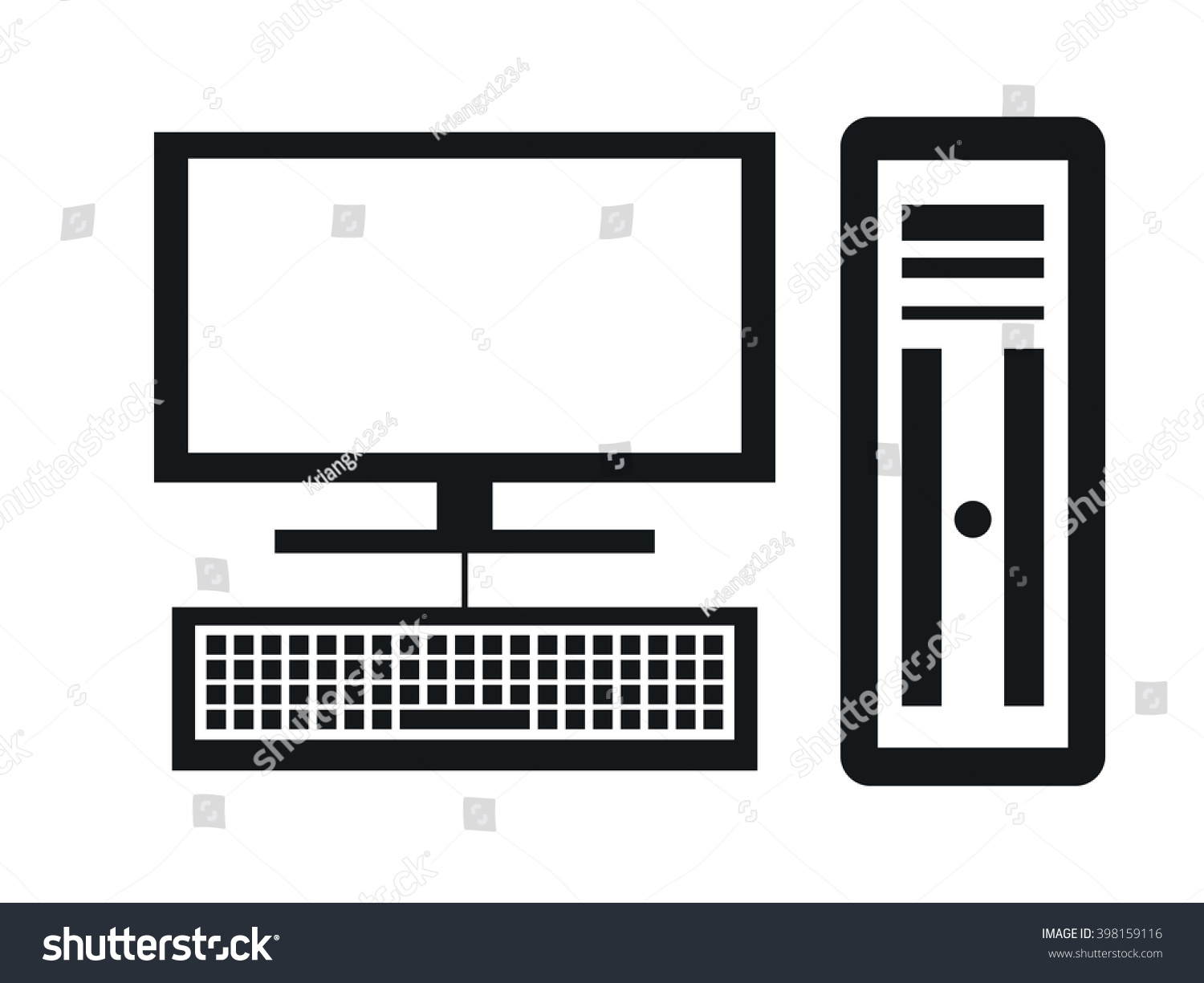 Black White Personal Computer Vector Stock Vector 398159116 - Shutterstock