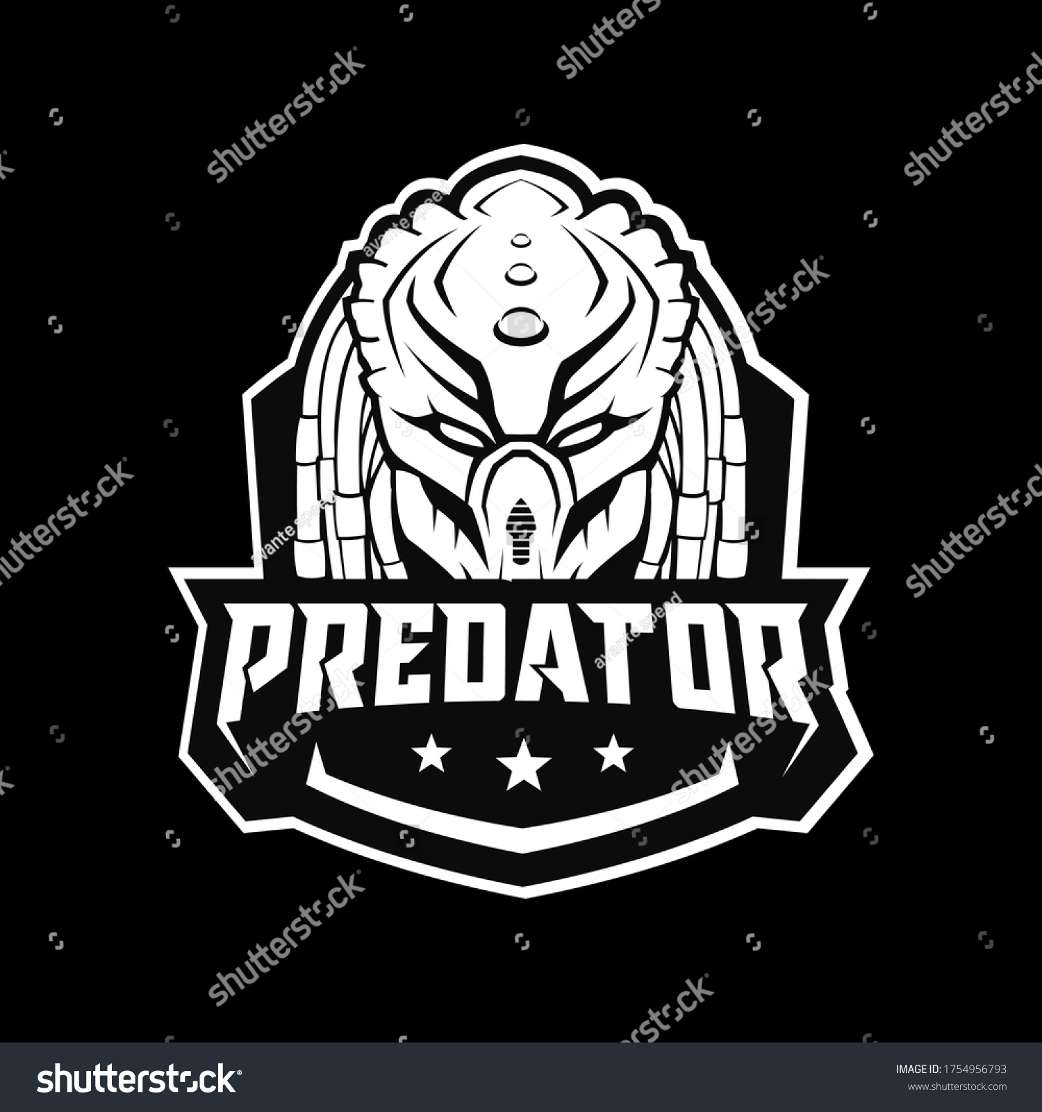 Black White Predator Head Vector Stock Vector (Royalty Free) 1754956793
