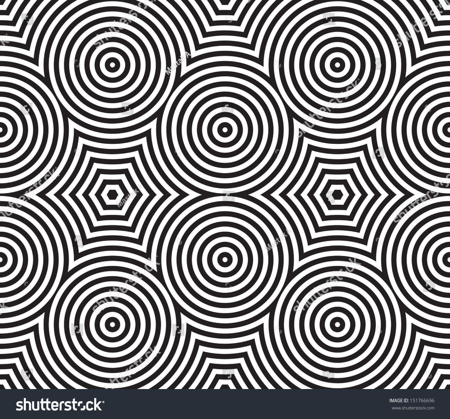 Black And White Psychedelic Circular Textile Pattern. Vector ...