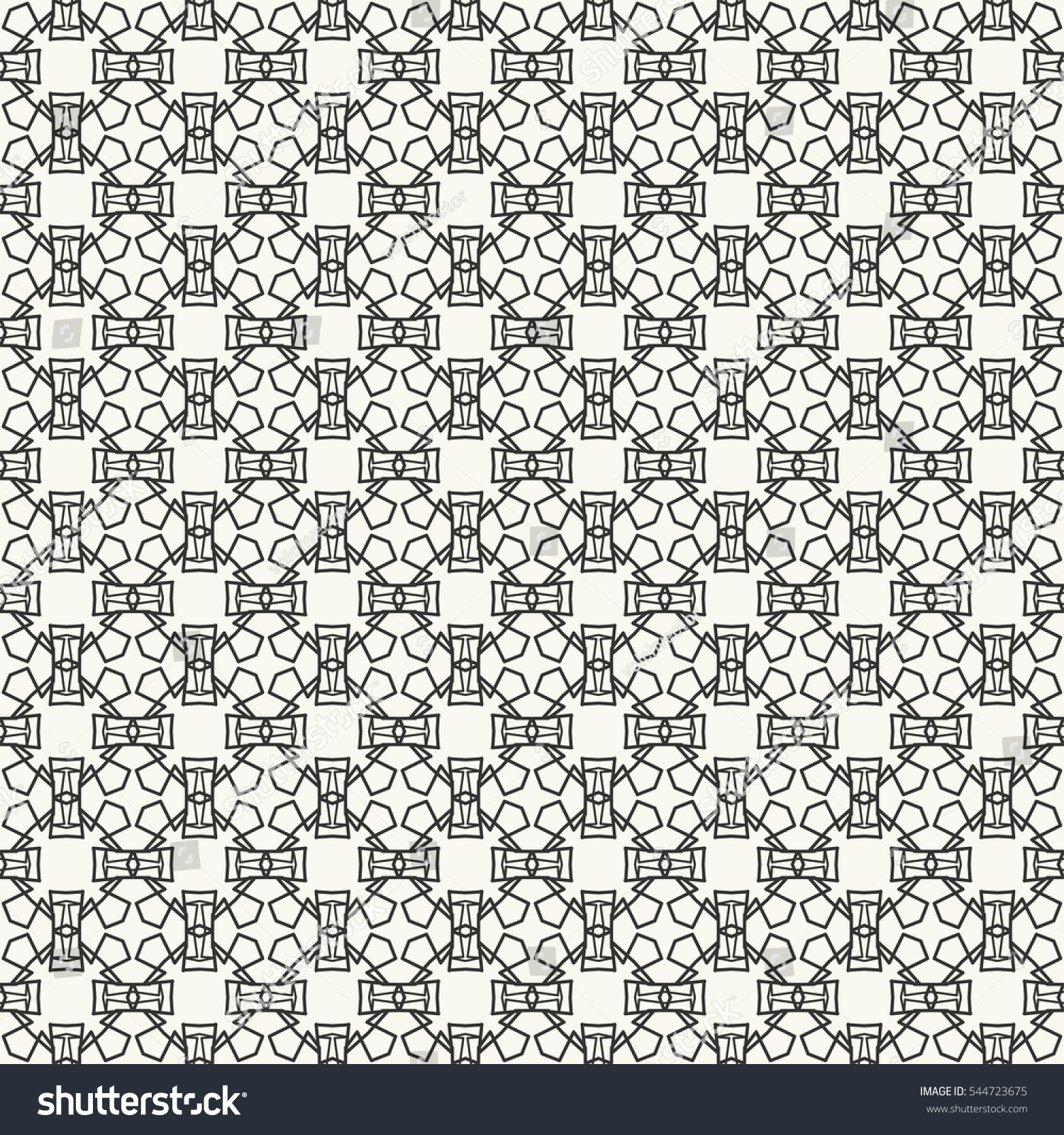 Black White Seamless Geometric Pattern Repeating Stock Vector (Royalty ...