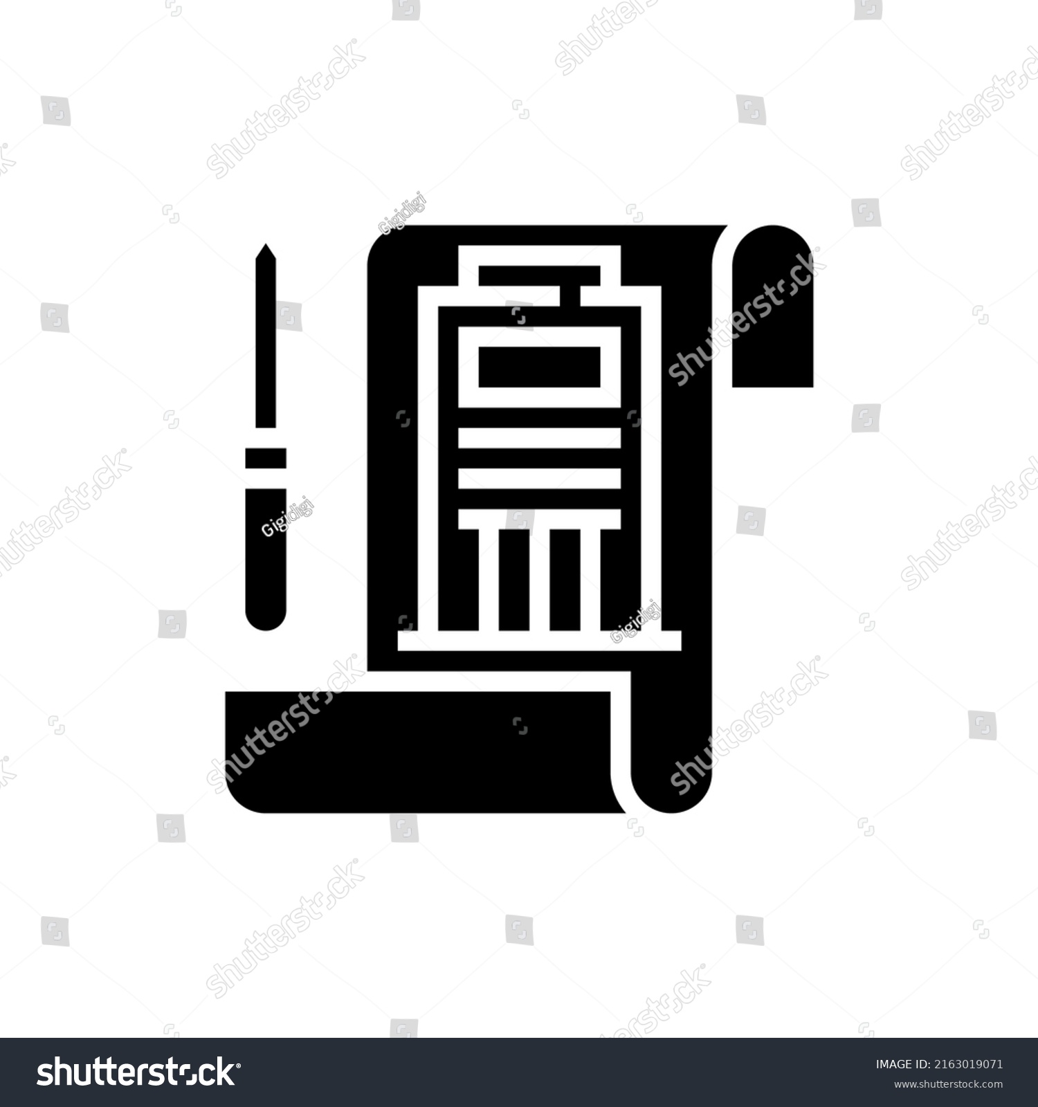 Black White Solid Civil Engineering Icon Stock Vector (Royalty Free ...