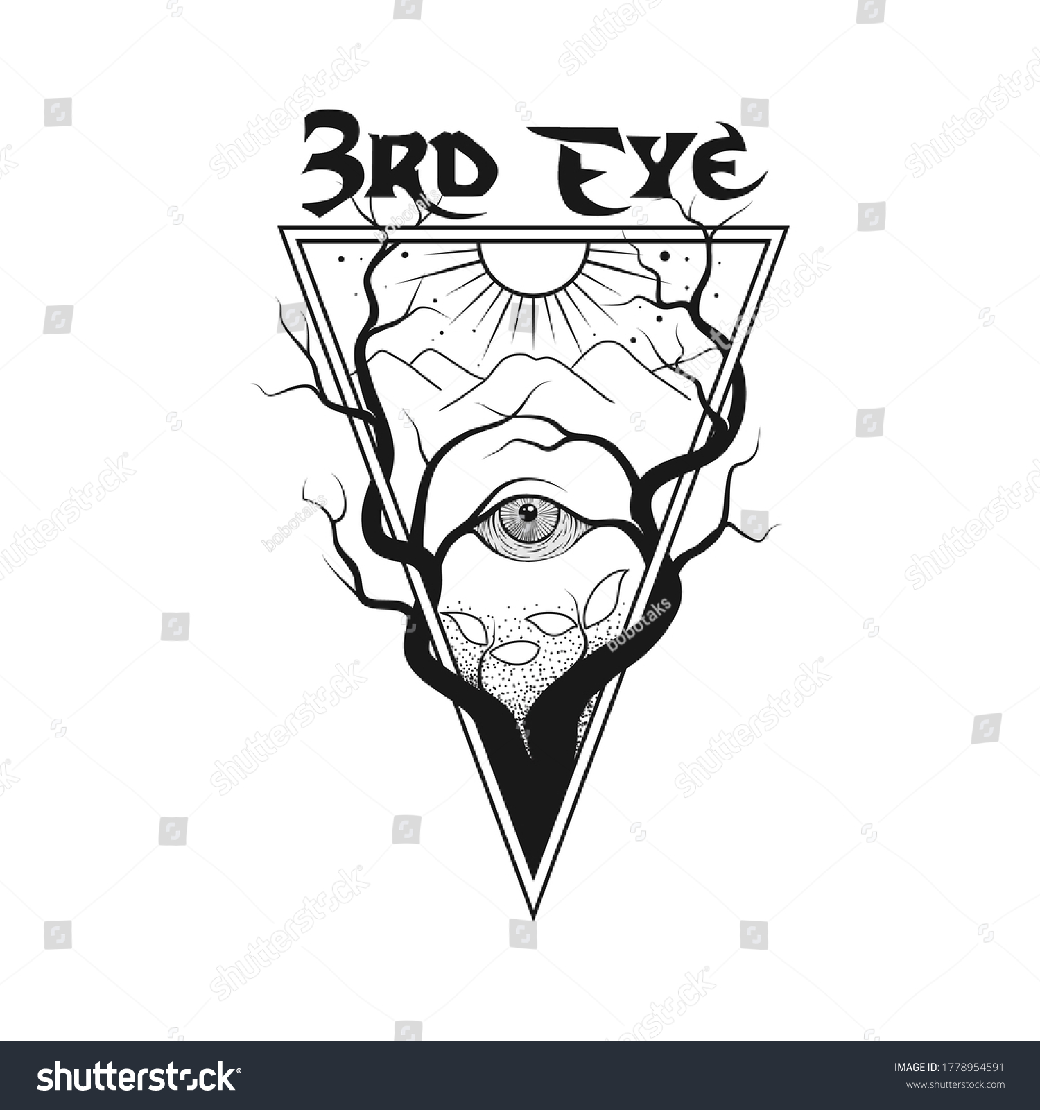 Black White Third Eye Vector Illustration Stock Vector (Royalty Free ...
