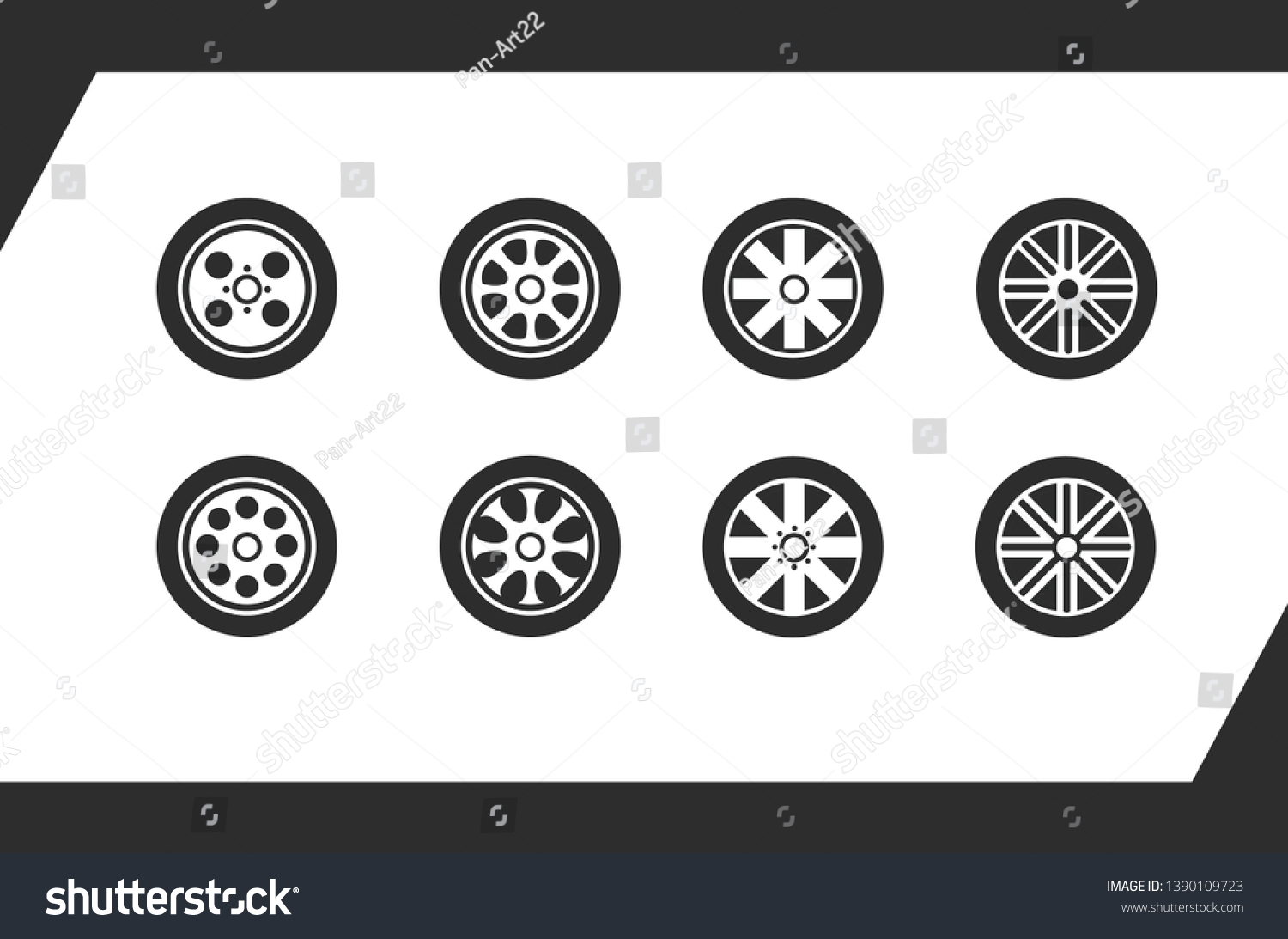 Black White Vector Car Wheels: เวกเตอร์สต็อก (ปลอดค่าลิขสิทธิ์ ...