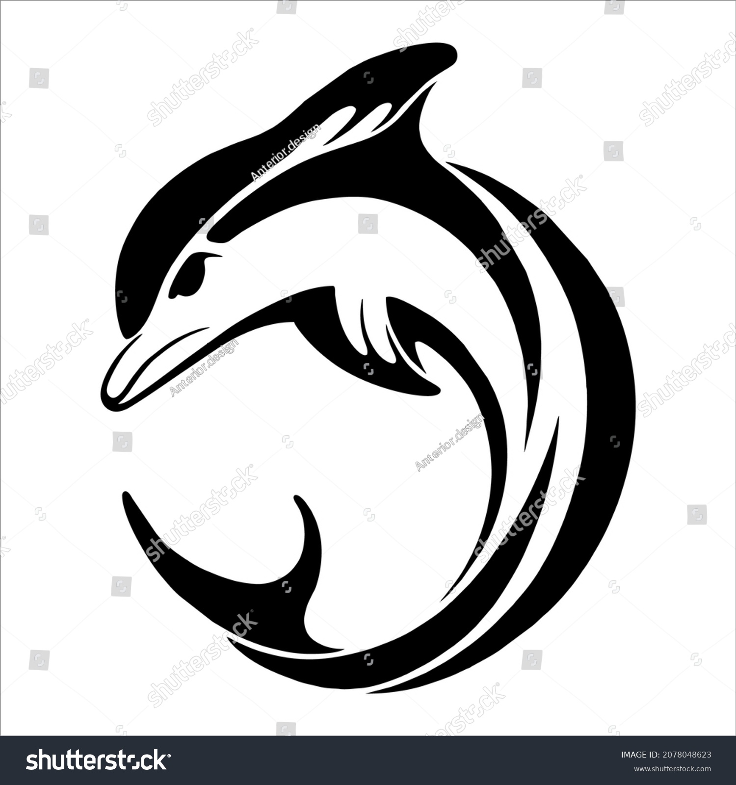 Black White Vector Dolphin Symbol Stock Vector (Royalty Free ...