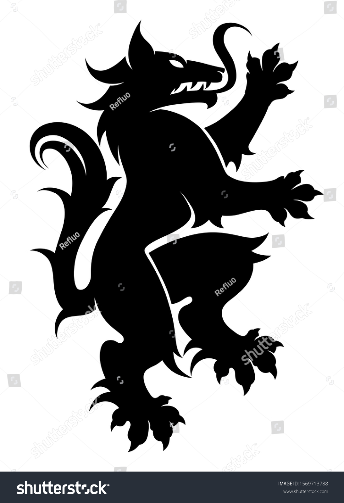 Black White Vector Heraldic Wolf: vetor stock (livre de direitos ...