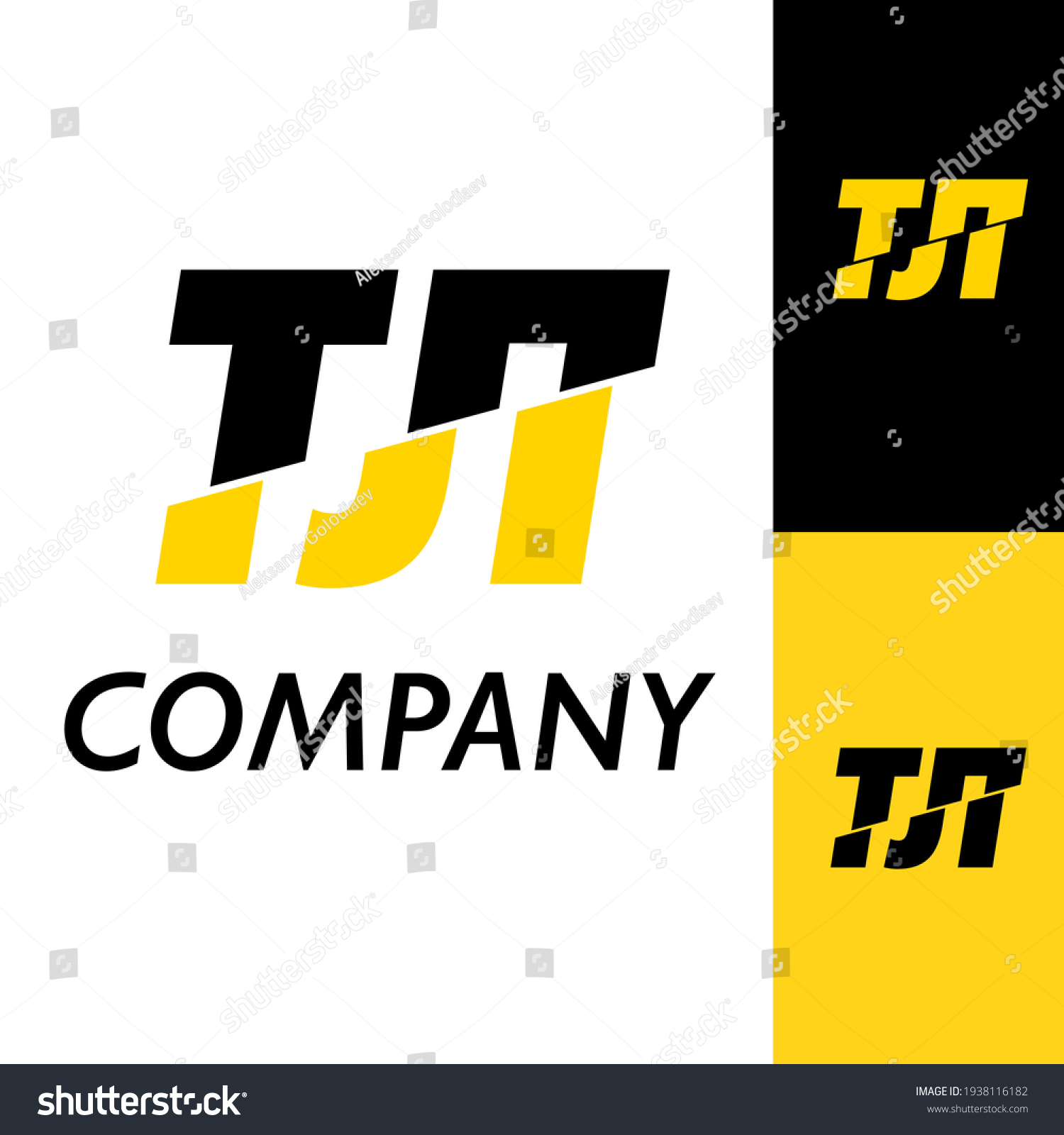 Black Yellow Monogram Offset Lettering Effect Stock Vector (Royalty ...