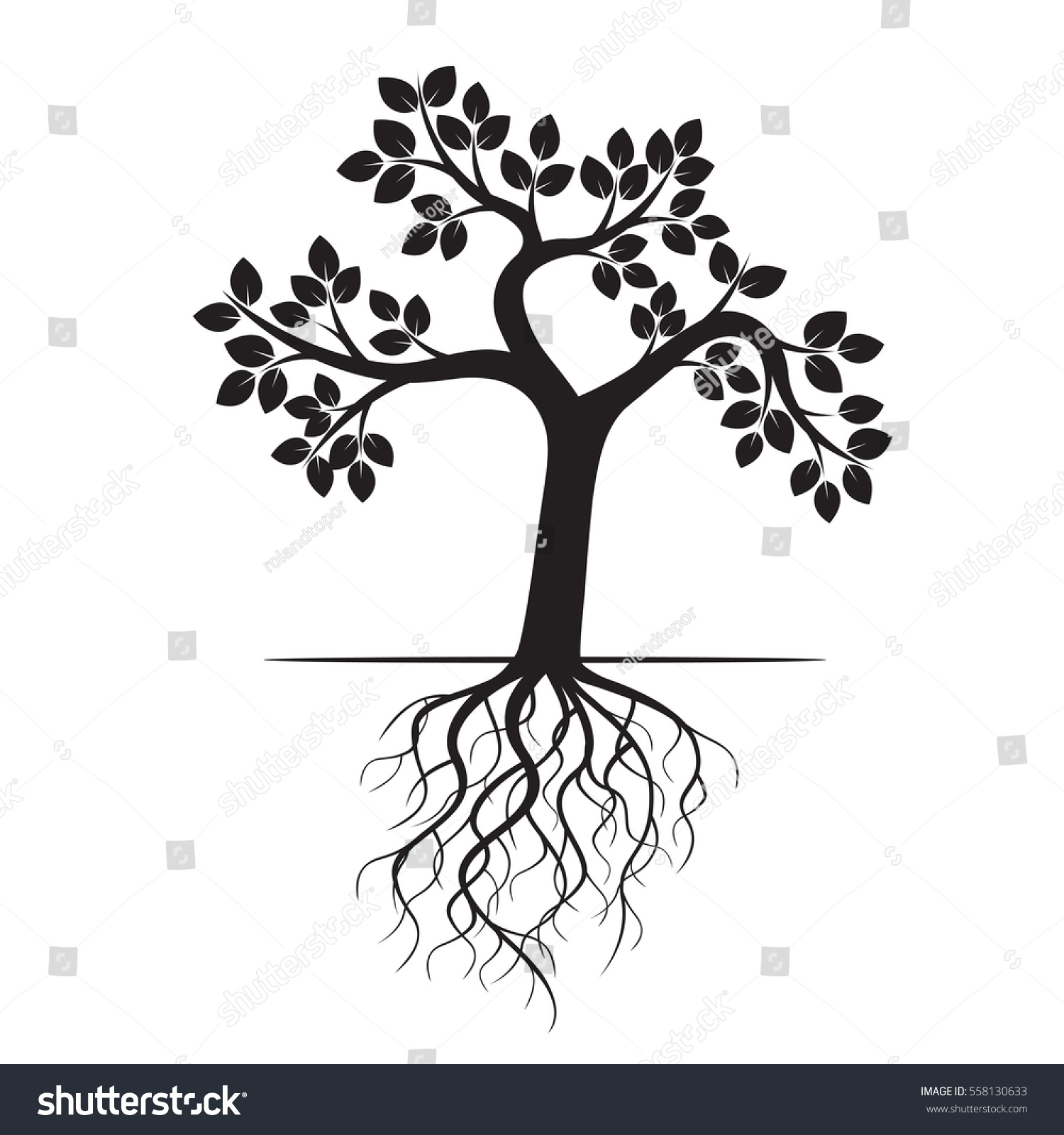 Black Apple Tree Roots Vector Illustration Stok Vektör (Telifsiz ...